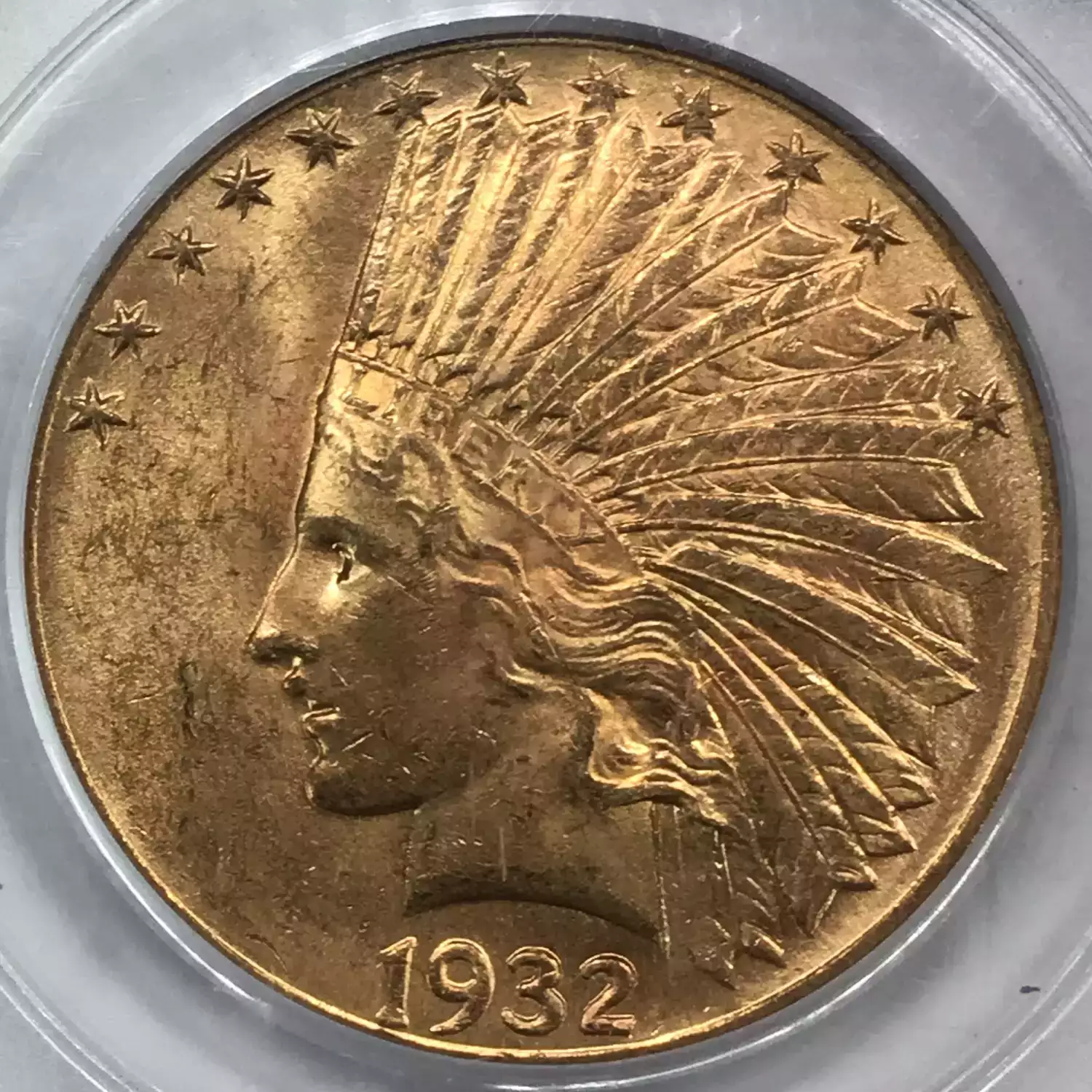 1932 $10 Gold Indian Head Eagle PCGS MS-63+ CAC - Old Pueblo Coin
