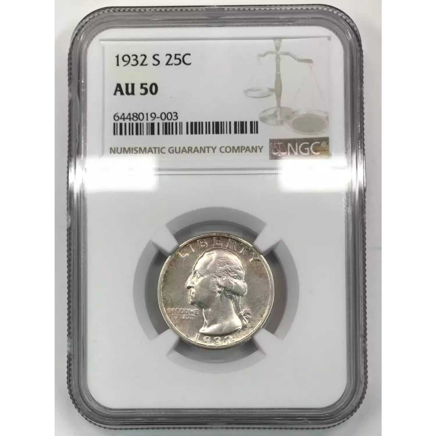 1932-S Silver Washington Quarter NGC AU-50 - Old Pueblo Coin