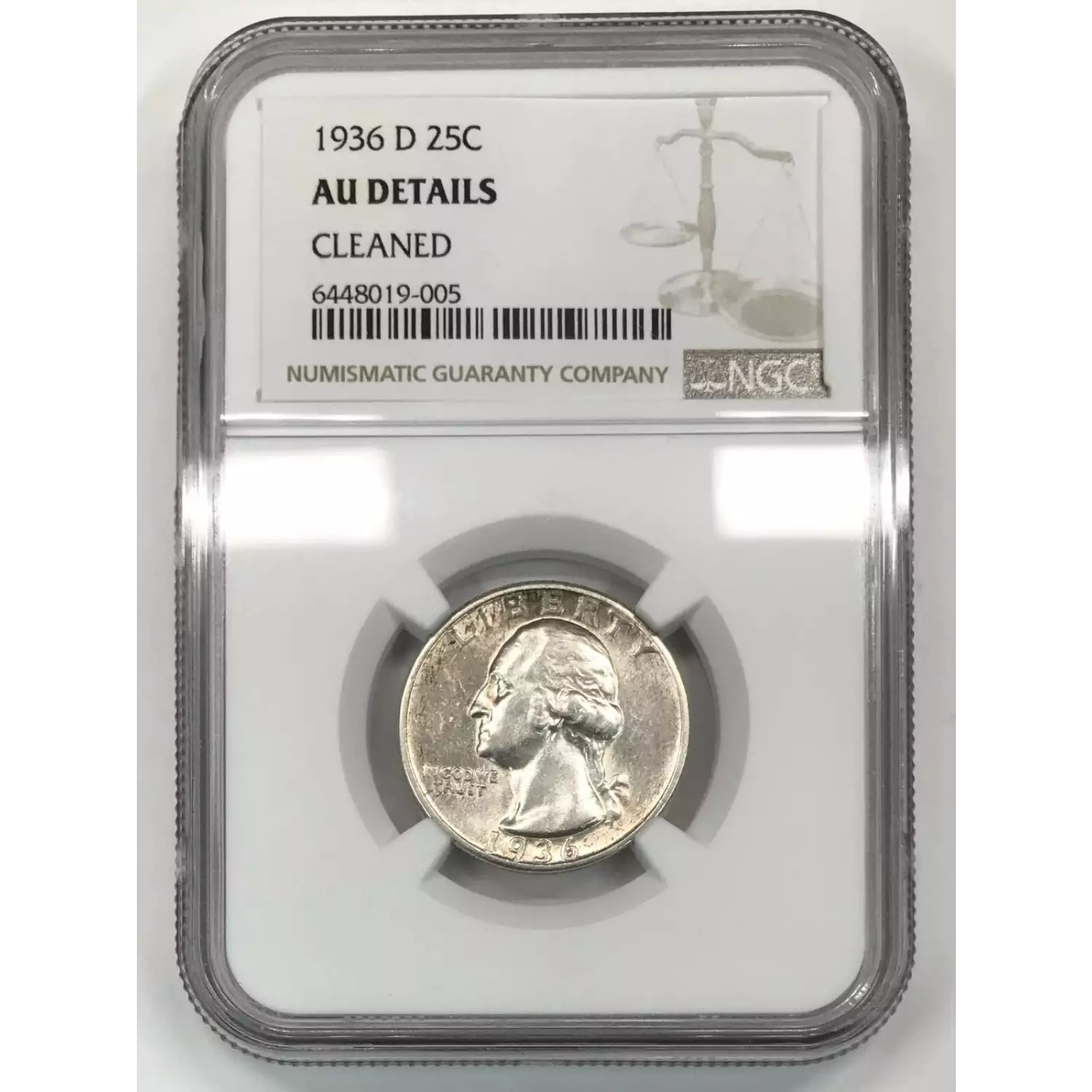 1936-D Silver Washington Quarter NGC AU-Details - Old Pueblo Coin