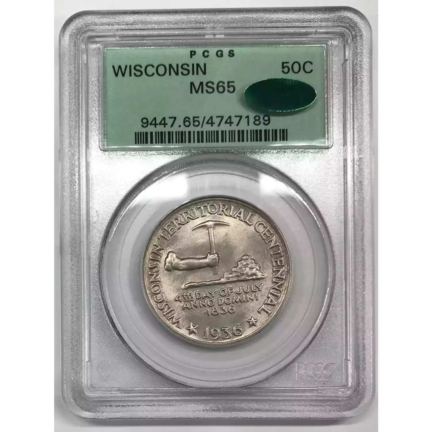 1936 Wisconsin Territorial Centennial Commemorative Half Dollar PCGS MS ...