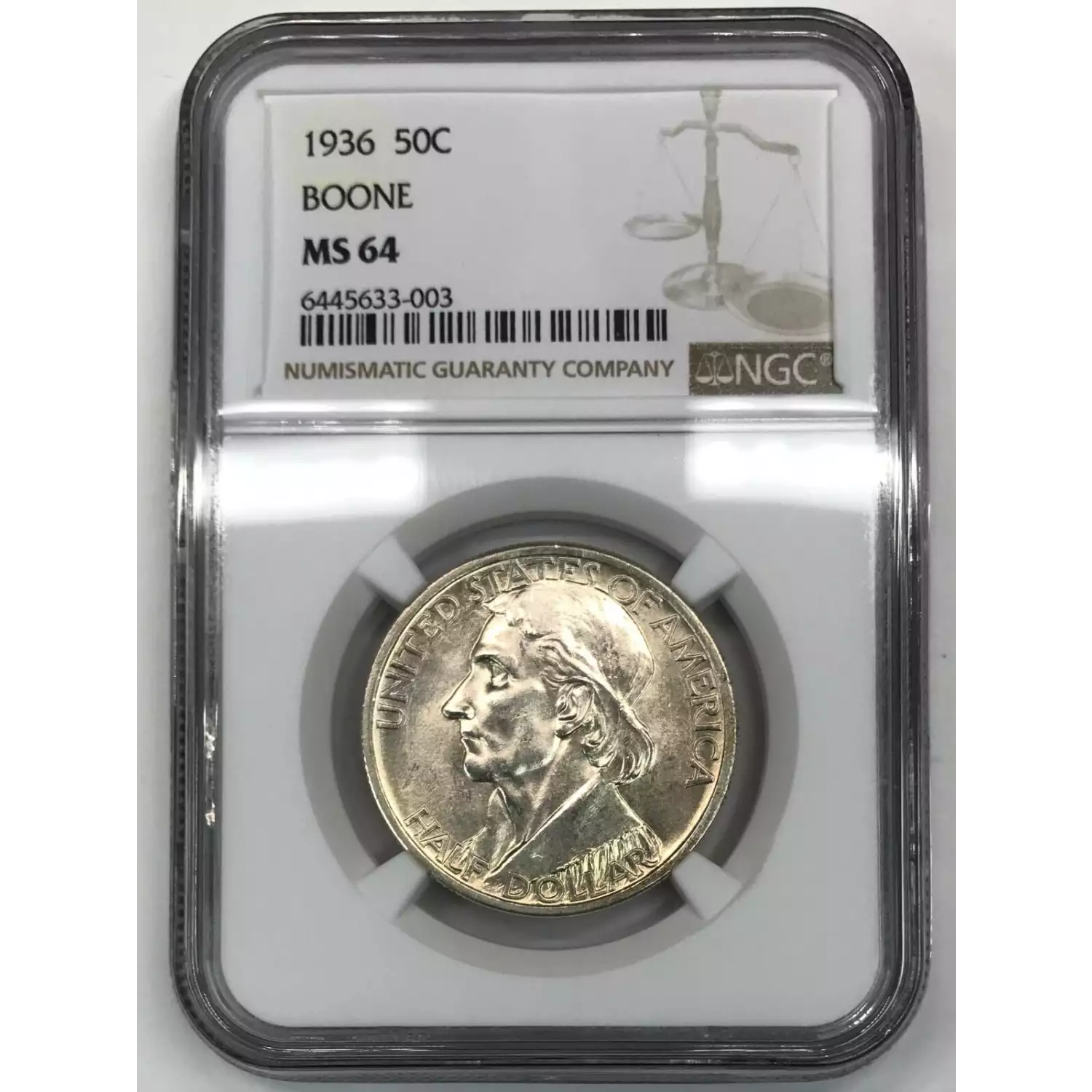 1936 Daniel Boone Bicentennial Commemorative Half Dollar NGC MS-64 ...