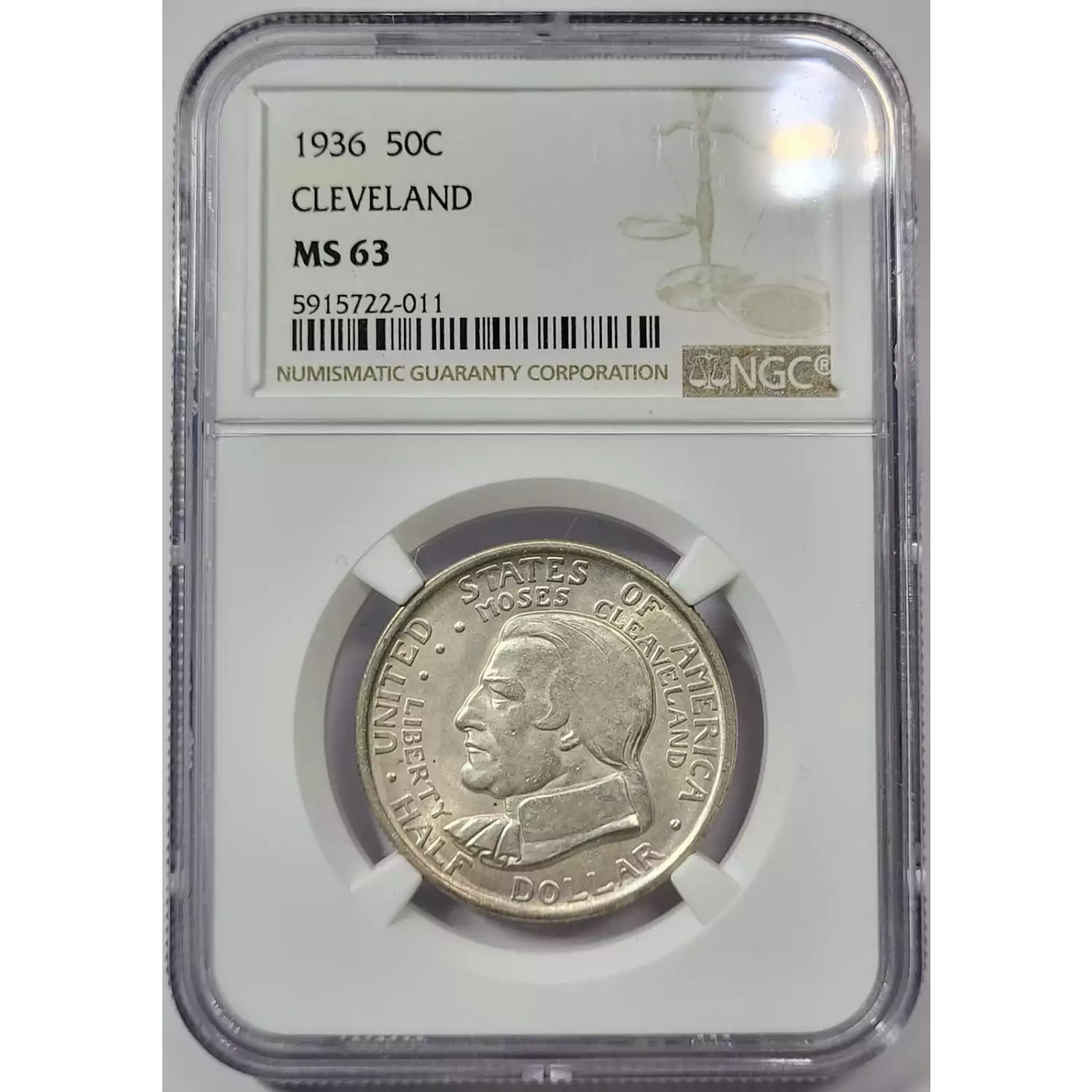 1936 Cleveland Centennial / Great Lakes Expo Commemorative Half Dollar ...