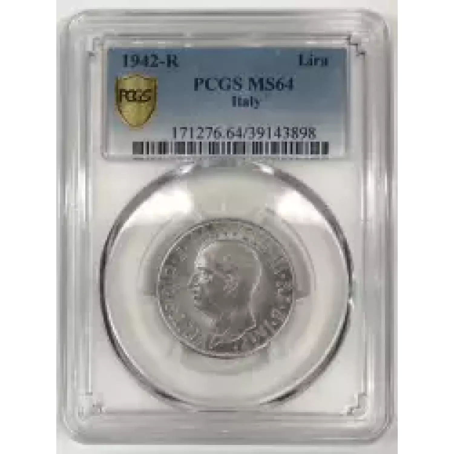 1942-R ITALY Stainless Steel LIRA PCGS MS-64 - Old Pueblo Coin