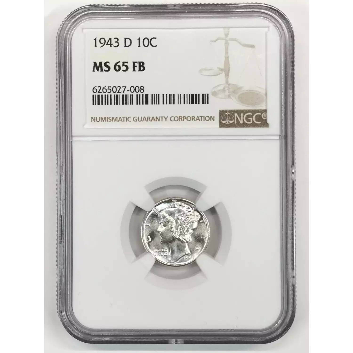 1943-D Mercury Dime NGC MS-65 FB - Old Pueblo Coin