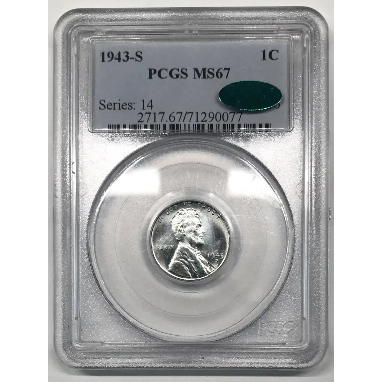1943-S Steel Lincoln Wheat Cent PCGS MS-67 CAC - Old Pueblo Coin