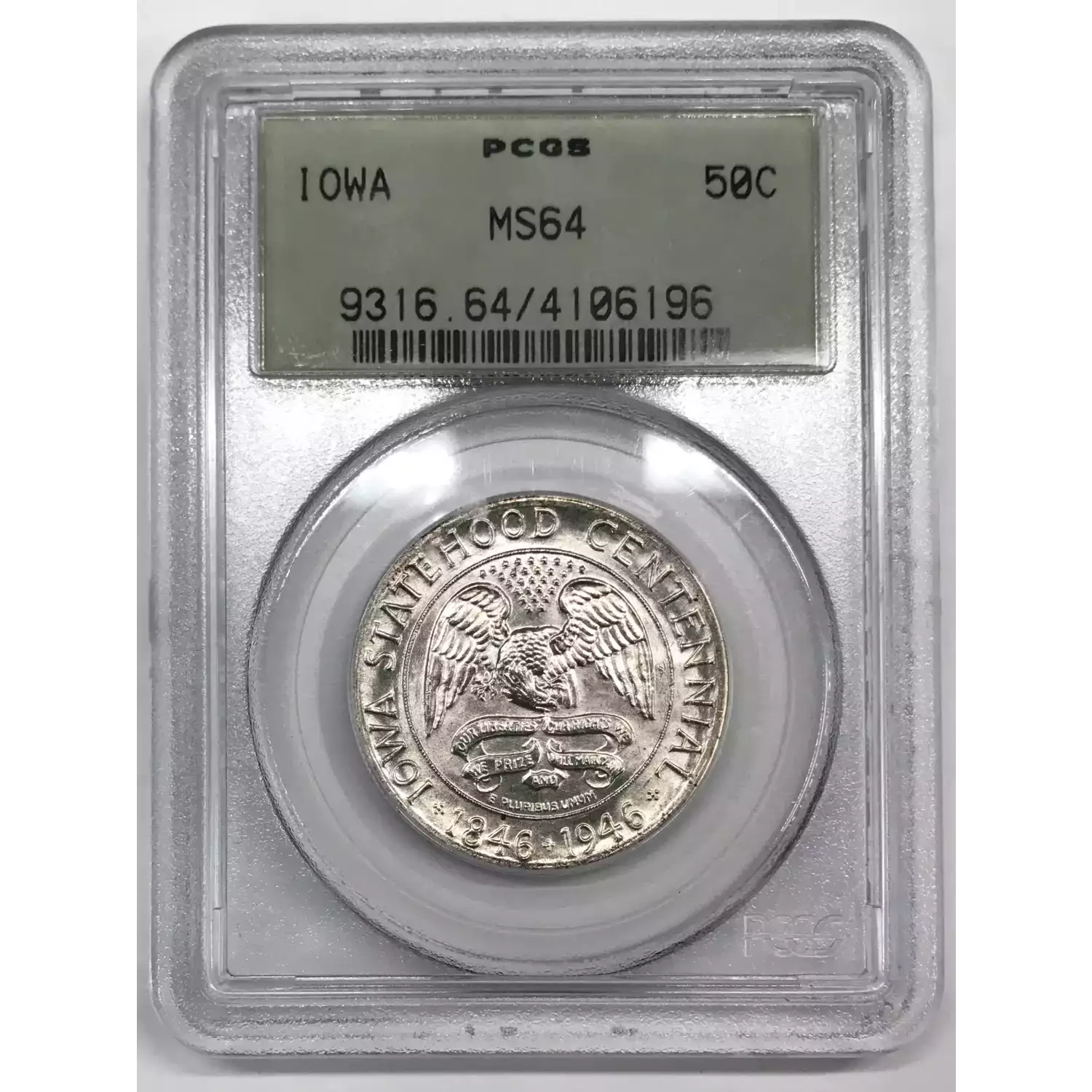 1946 Iowa Centennial Commemorative Half Dollar PCGS MS-64 Iowa - Old ...