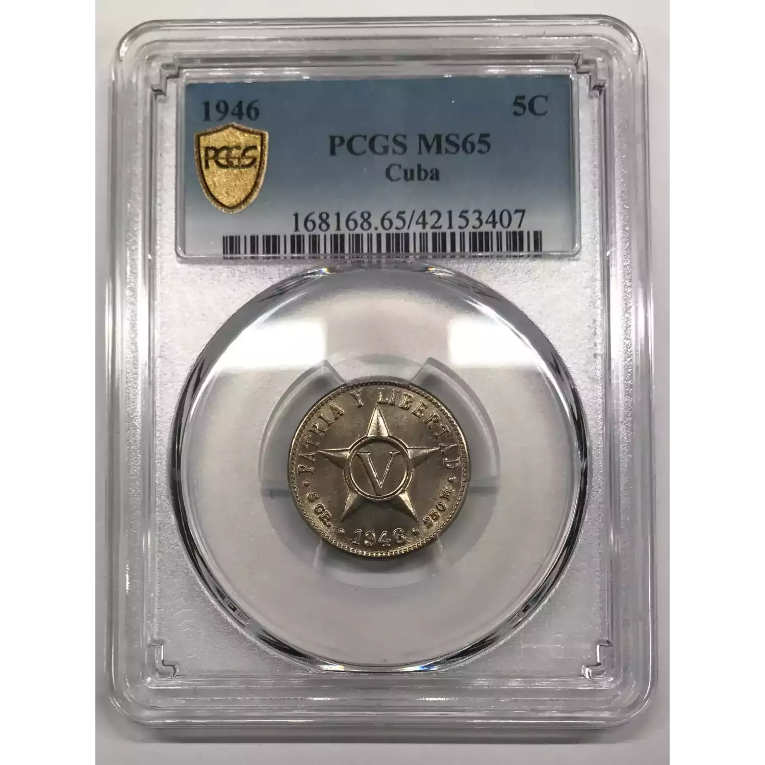1946 Cuba Copper-Nickel 5 CENTAVOS PCGS MS-65 - Old Pueblo Coin