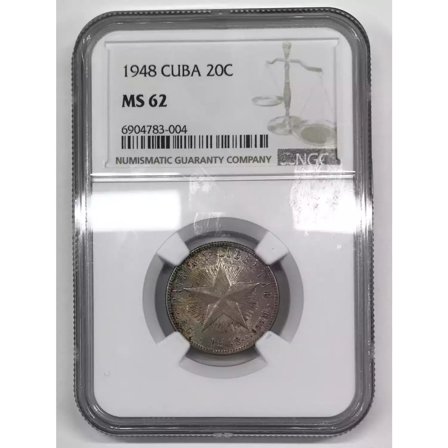 1948 Cuba Silver 20 CENTAVOS NGC MS-62 - Old Pueblo Coin