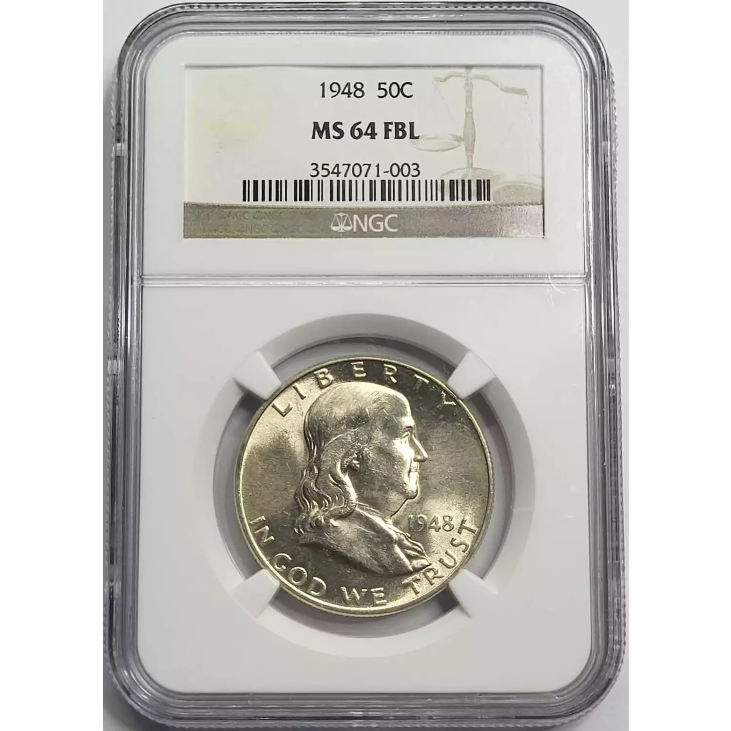 1948 Franklin Half Dollar NGC MS-64 FBL - Old Pueblo Coin