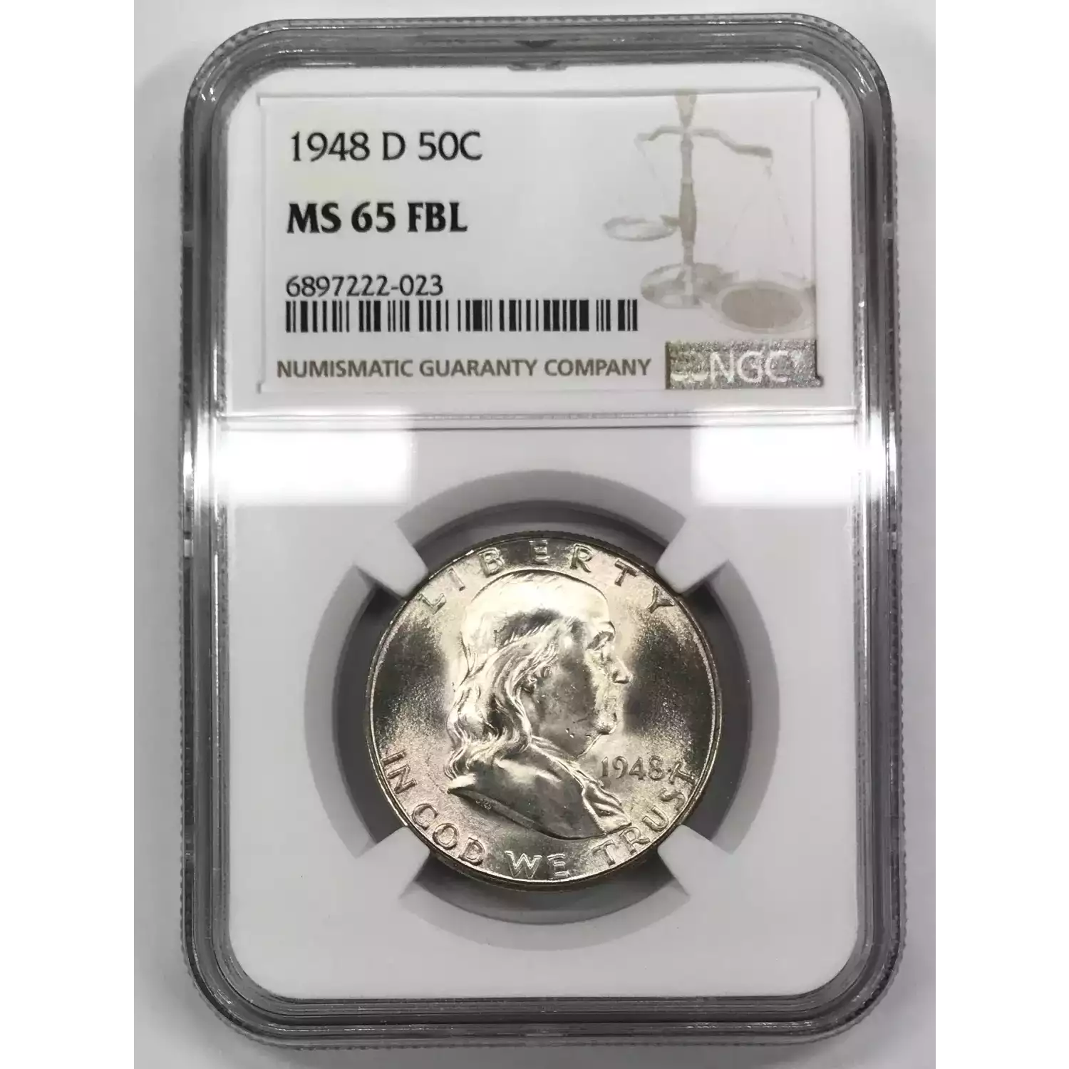 1948-D Franklin Half Dollar NGC MS-65 FBL - Old Pueblo Coin