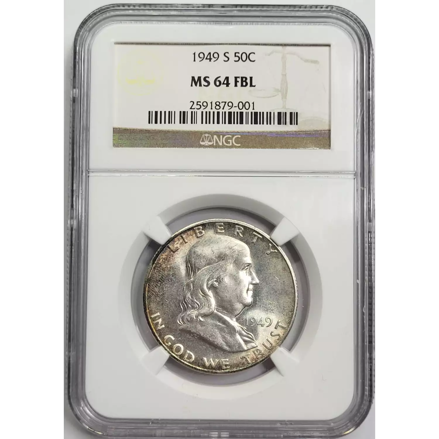 1949-S Franklin Half Dollar NGC MS-64 FBL - Old Pueblo Coin