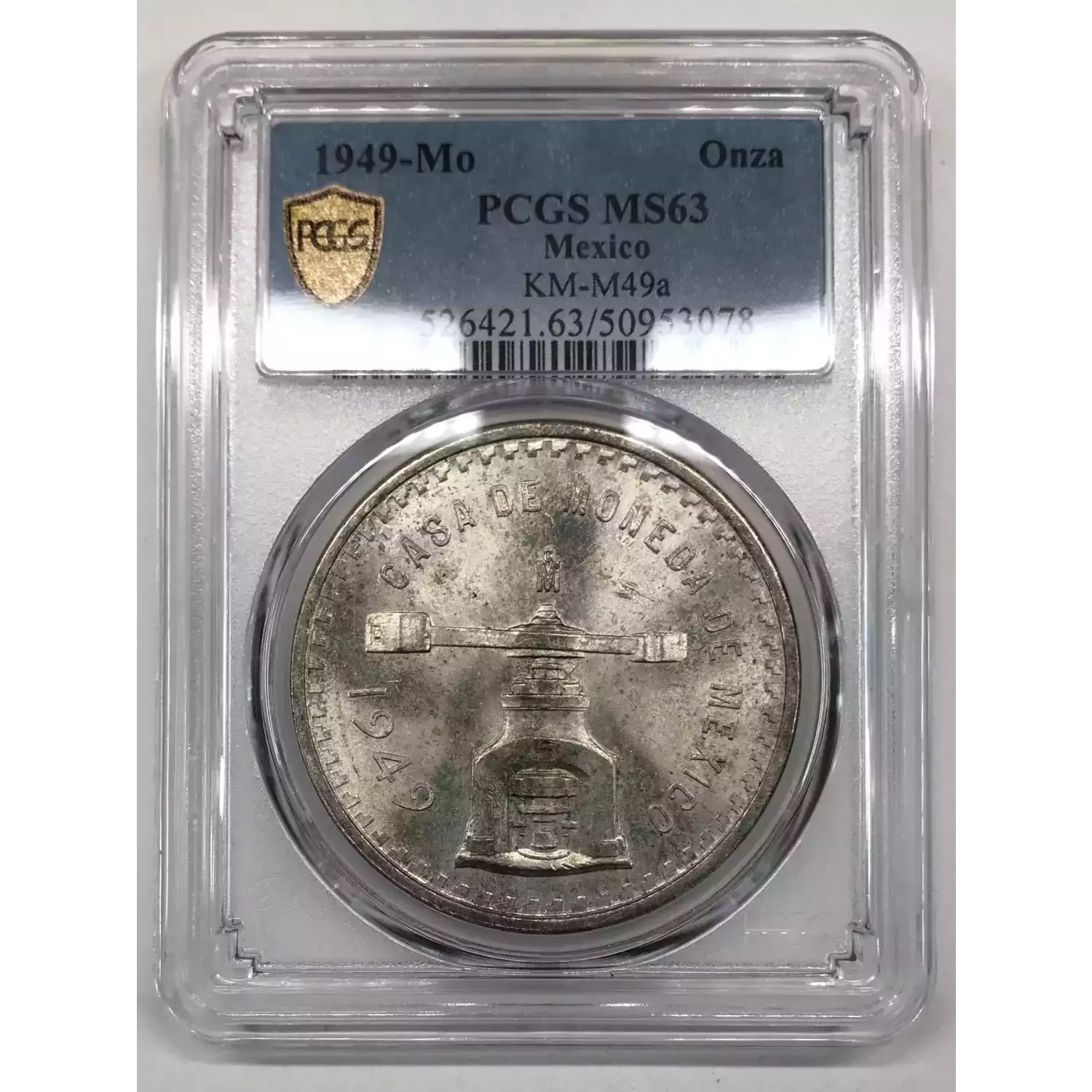 1949-Mo MEXICO Silver ONZA PCGS MS-63 KM-M49a - Old Pueblo Coin