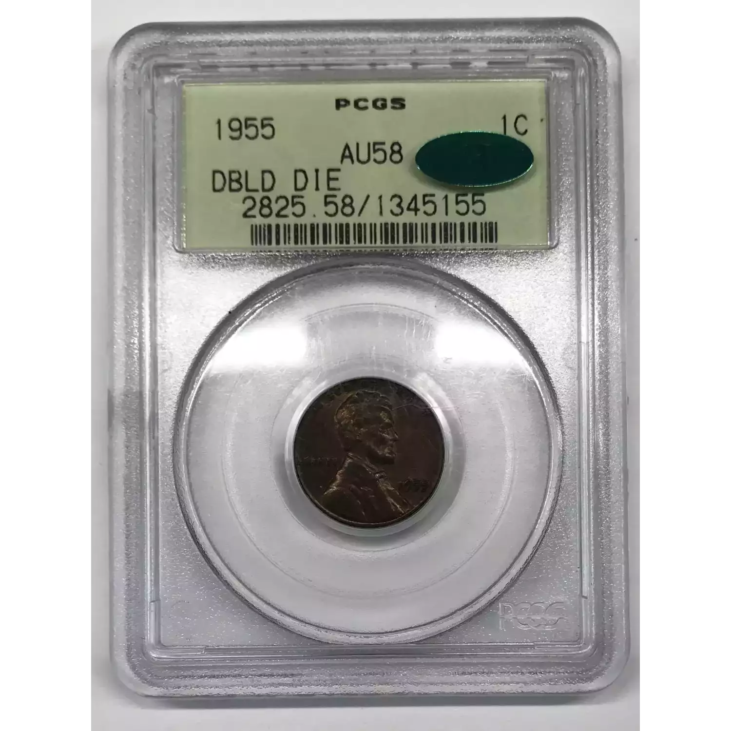 1955 Lincoln Wheat Cent PCGS AU-58 BN Doubled Die Obverse CAC - Old Pueblo Coin