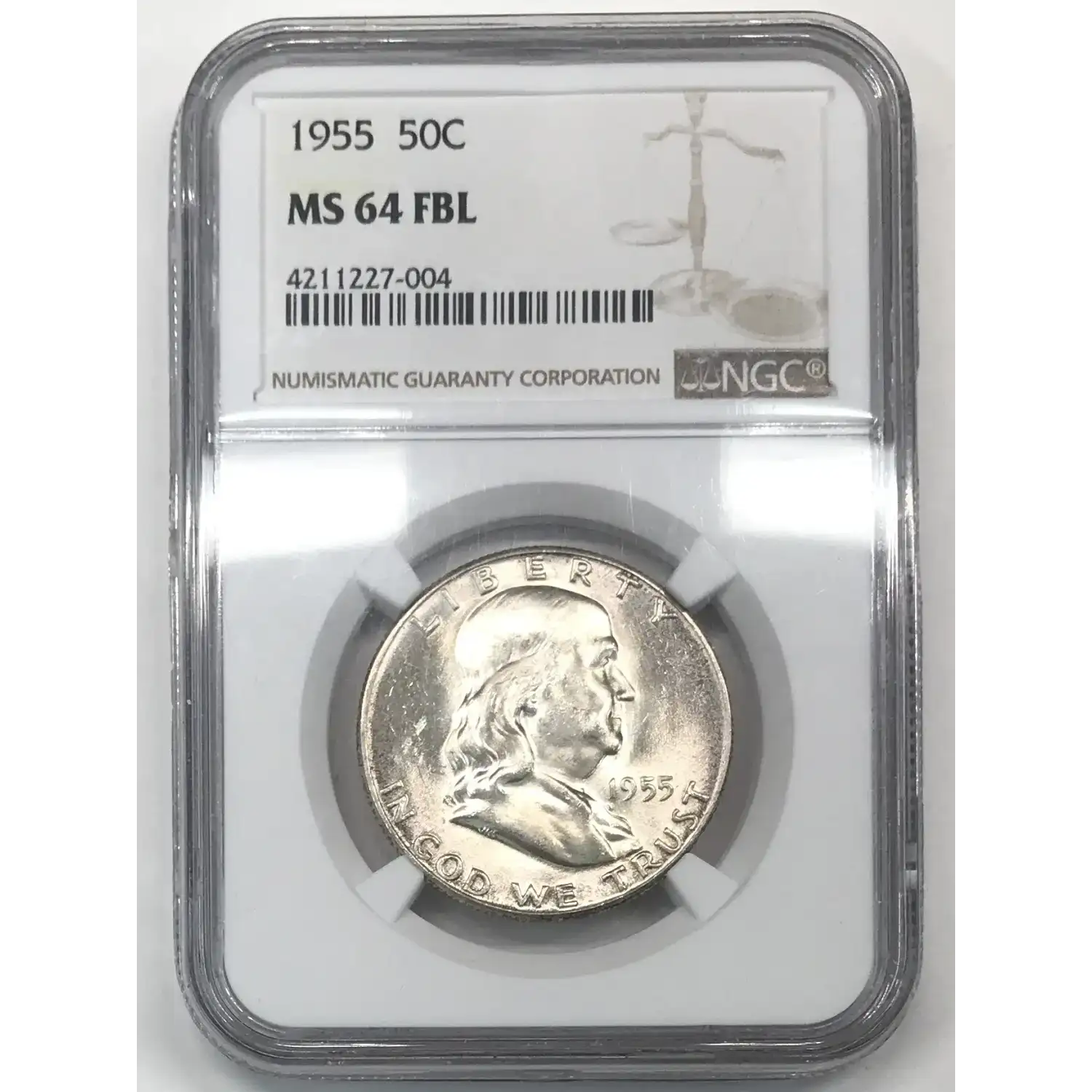 1955 Franklin Half Dollar NGC MS-64 FBL - Old Pueblo Coin