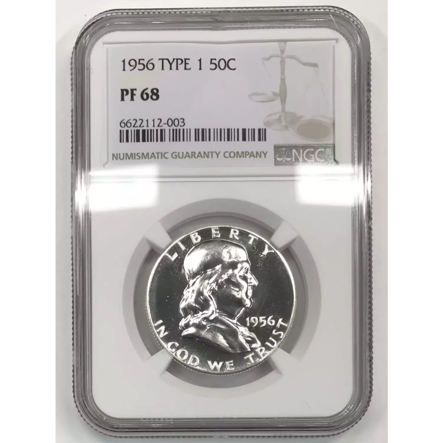 1956 Franklin Half Dollar NGC PF-68 Type 1 Reverse - Old Pueblo Coin