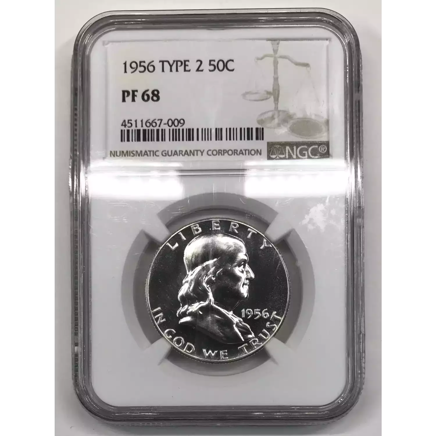 1956 Franklin Half Dollar NGC PF-68 TYPE 2 - Old Pueblo Coin