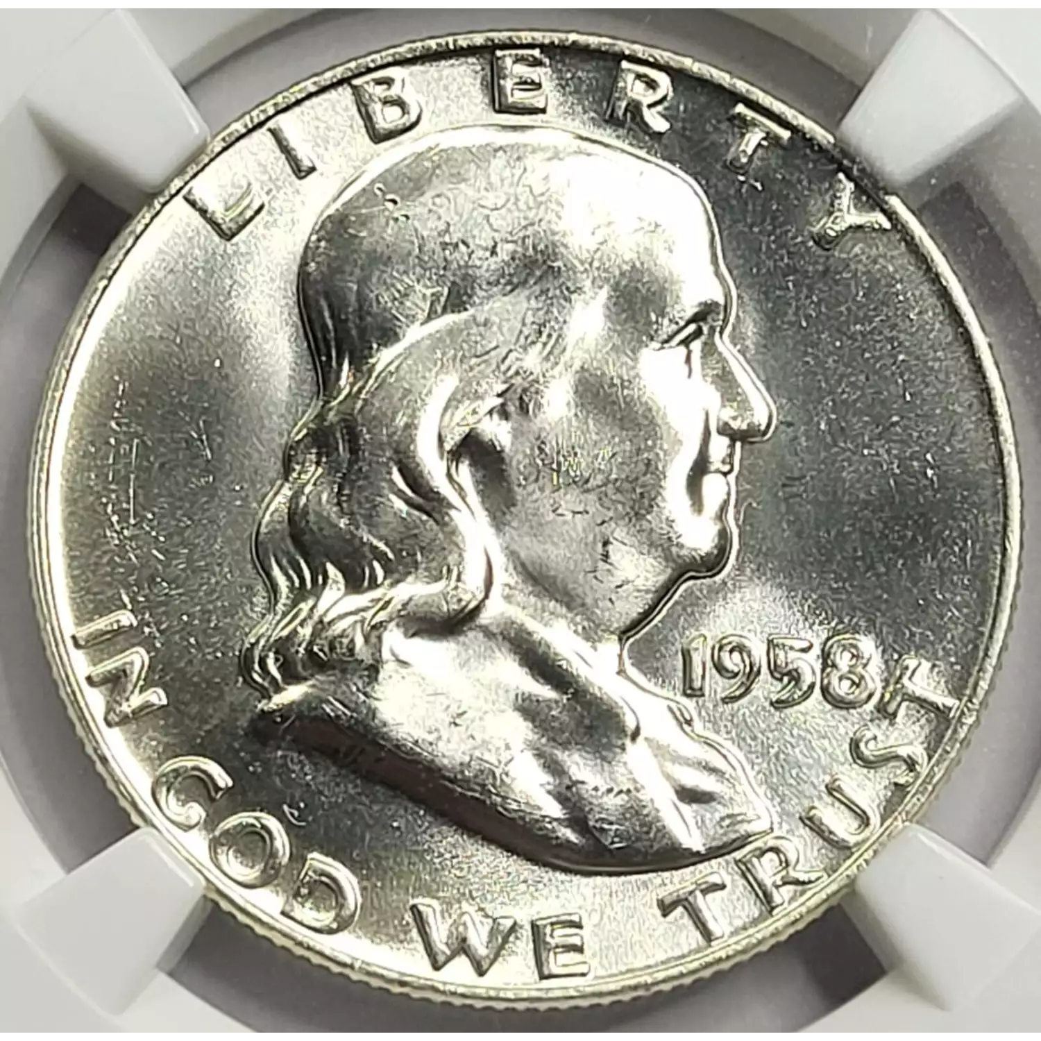 1958-D Franklin Half Dollar NGC MS-64 FBL - Old Pueblo Coin