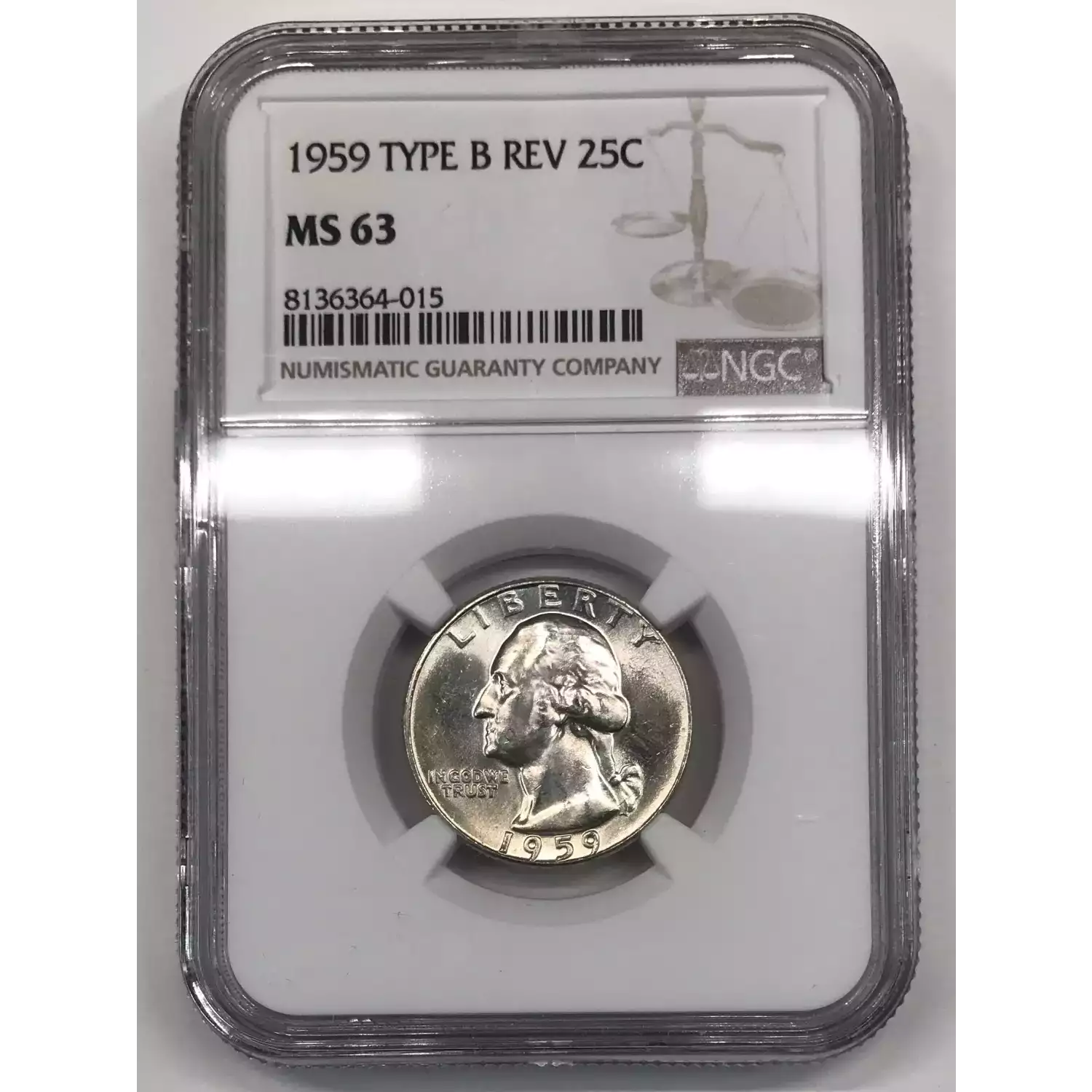 1959 Silver Washington Quarter NGC MS-63 TYPE B REV - Old Pueblo Coin