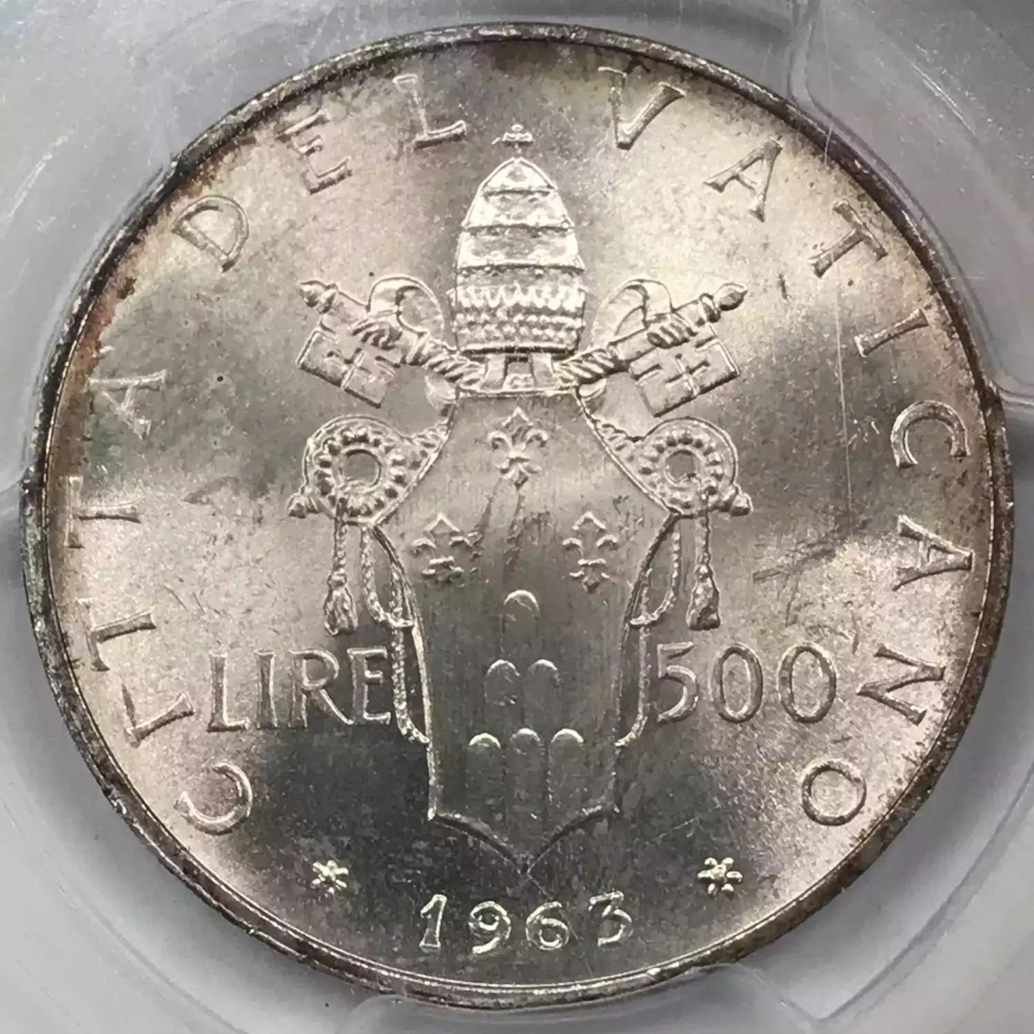 1963 VATICAN CITY Silver 500 LIRE PCGS MS-64 KM-83.1 Anno I - Old Pueblo Coin