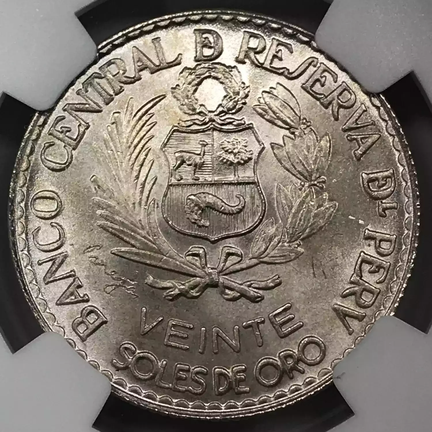 1965 PERU Silver 20 SOLES NGC MS-65 LIMA MINT ANNIVERSARY - Old Pueblo Coin