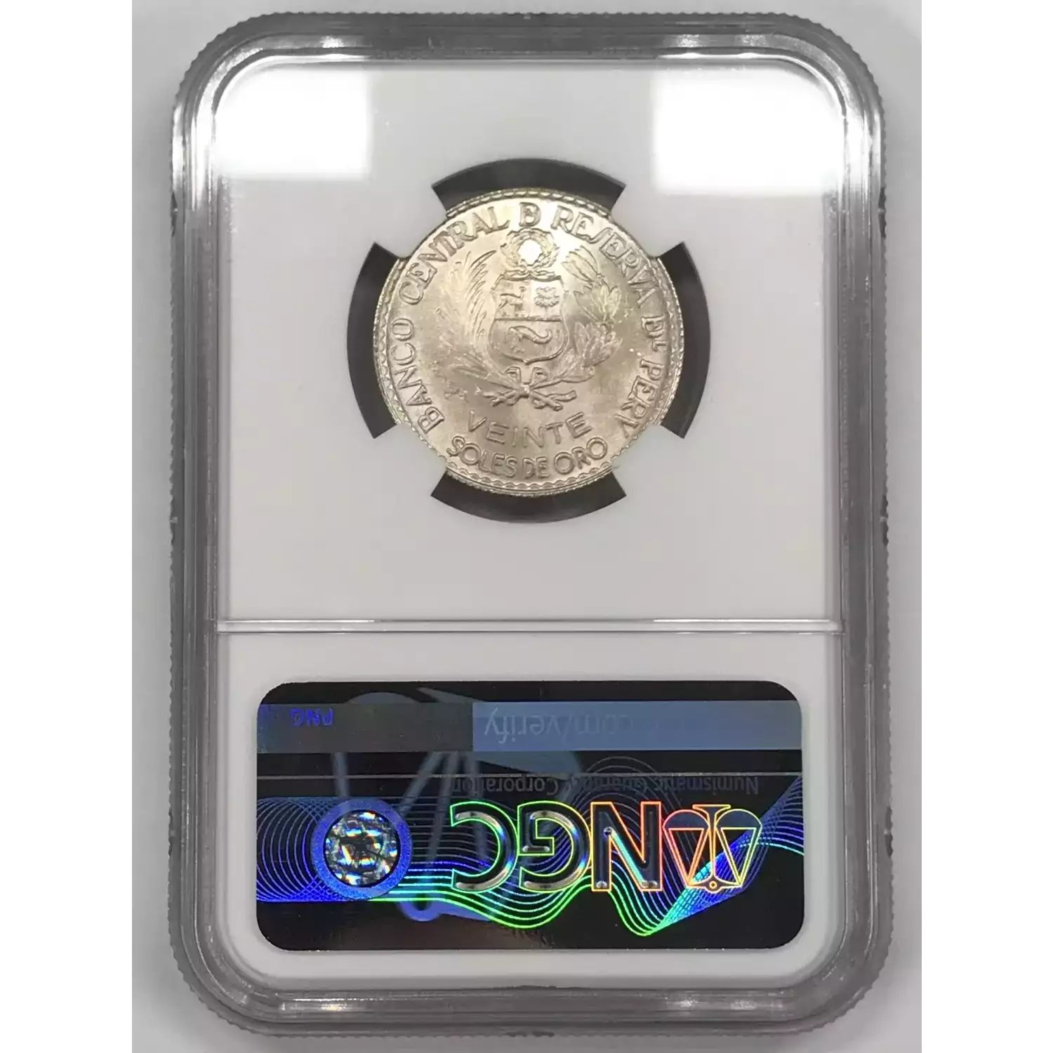 1965 PERU Silver 20 SOLES NGC MS-65 LIMA MINT ANNIVERSARY - Old Pueblo Coin