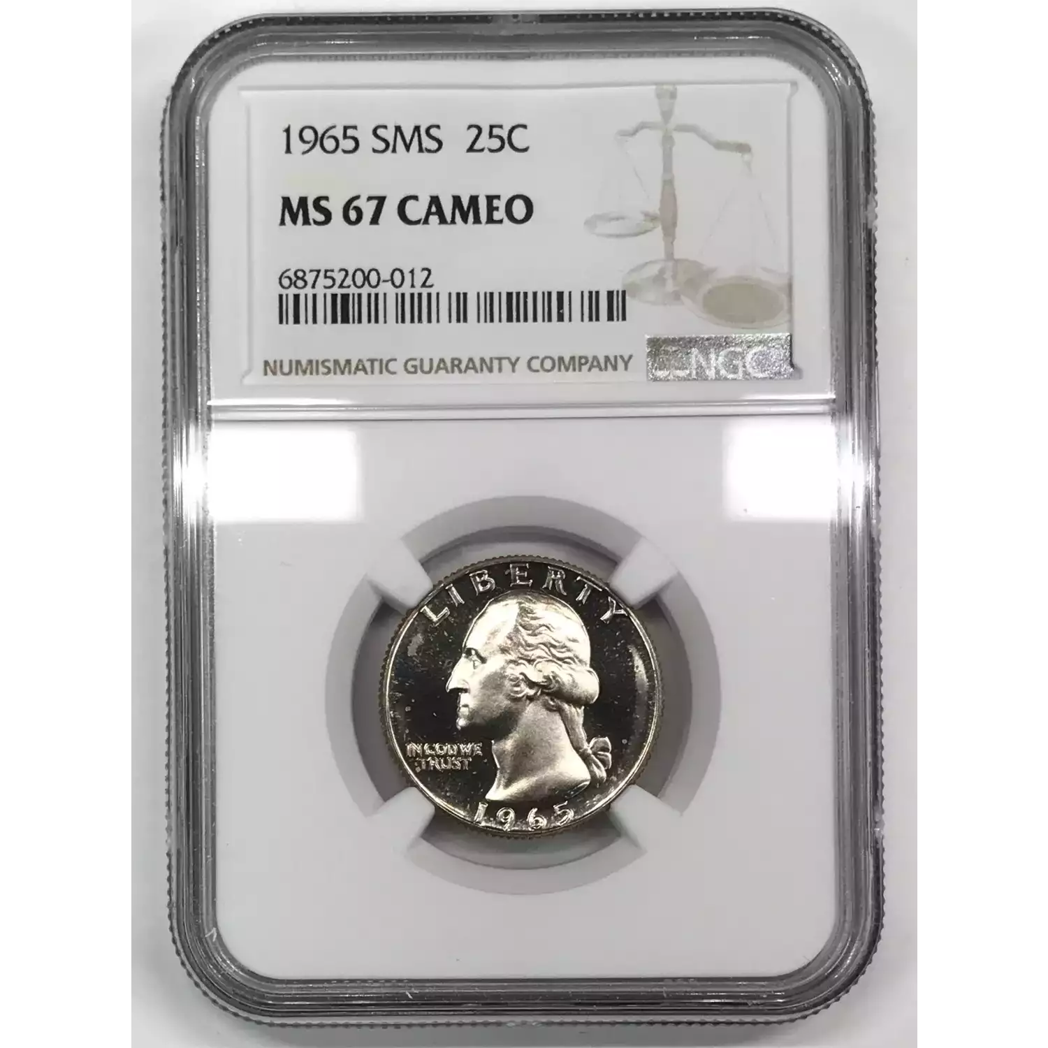 1965 Washington Quarter NGC MS-67 CAMEO SMS - Old Pueblo Coin