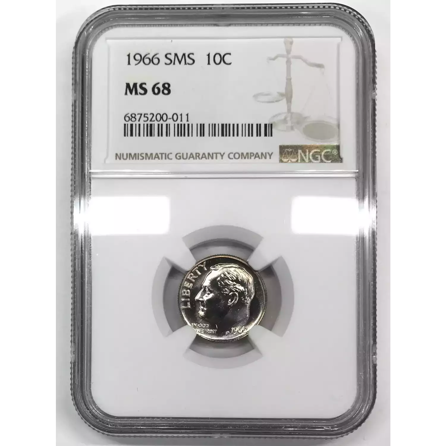 1966 Roosevelt Dime NGC MS-68 SMS - Old Pueblo Coin