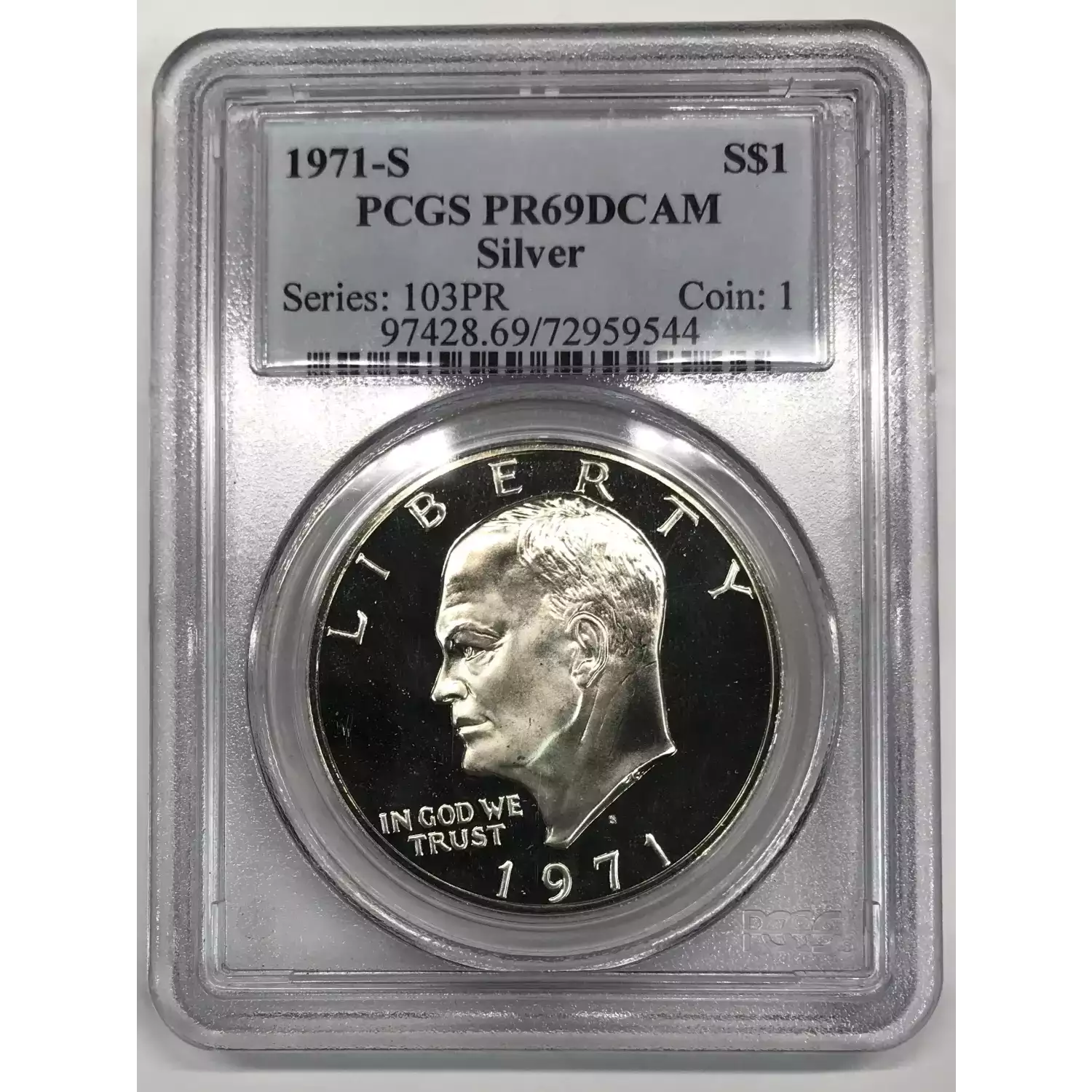1971-S Silver Ike Eisenhower Dollar PCGS PR-69 DCAM Silver - Old Pueblo ...