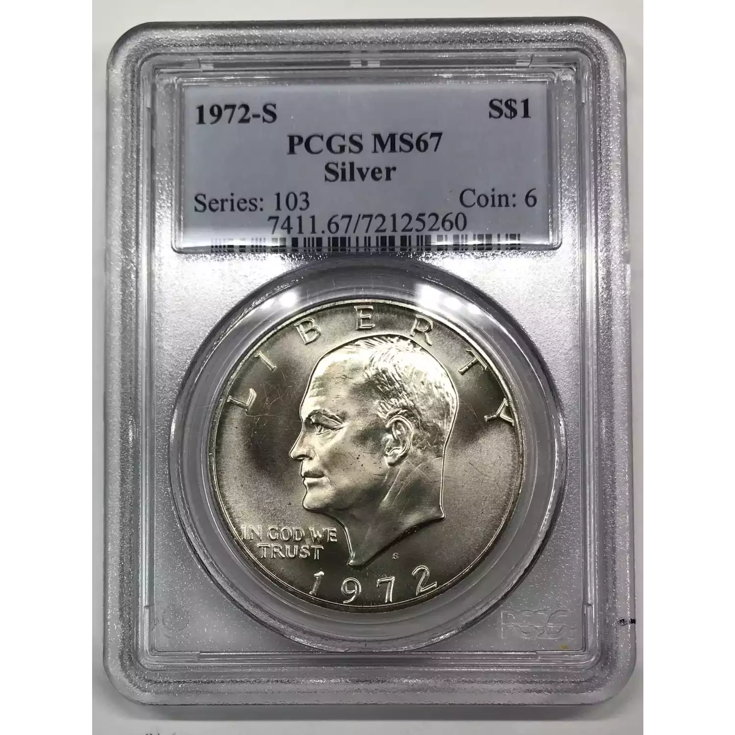 1972-S Silver Ike Eisenhower Dollar PCGS MS-67 - Old Pueblo Coin