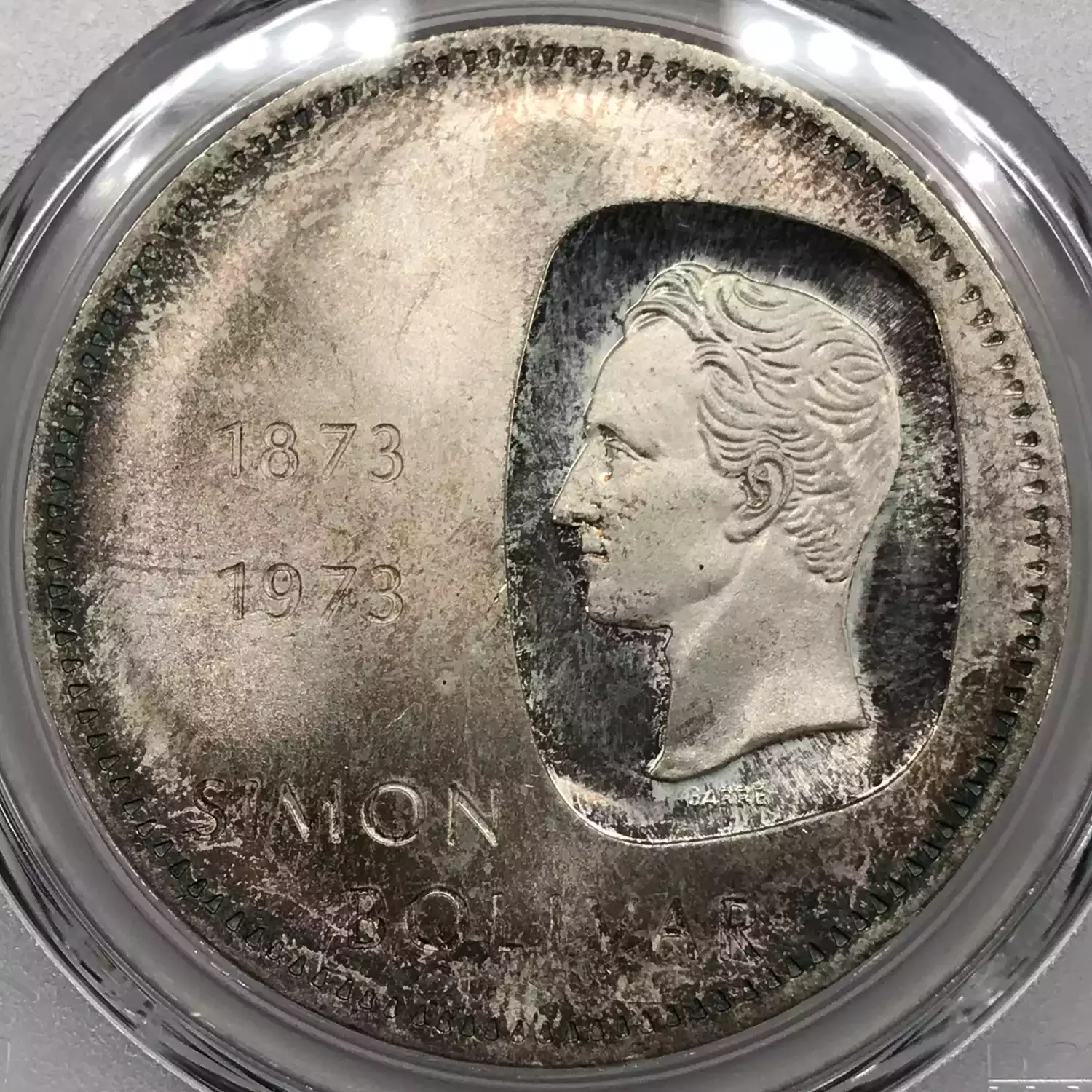 1973 VENEZUELA Silver 10 BOLIVARES PCGS MS-65 Simon Bolivar Centennial - Old Pueblo Coin