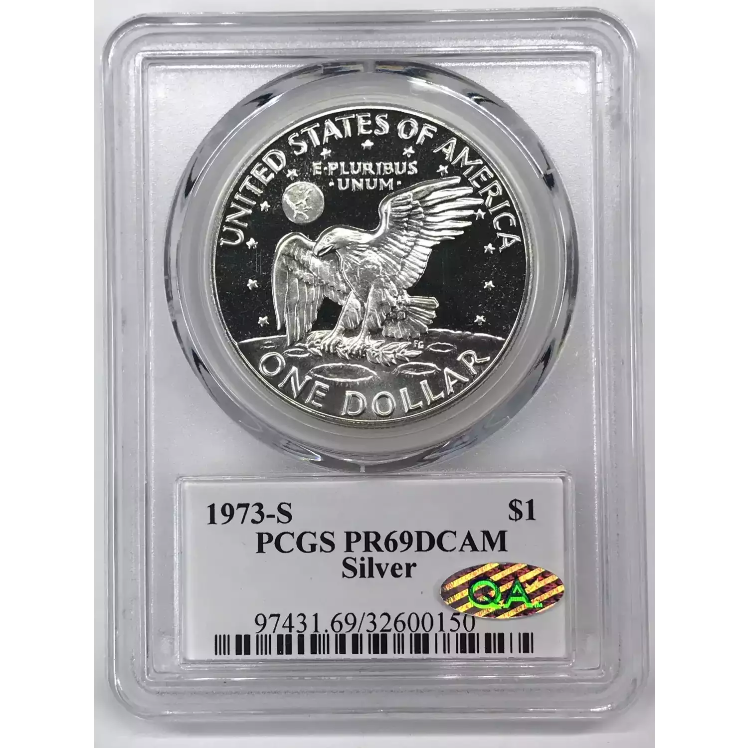1973-S Silver Ike Eisenhower Dollar PCGS PR-69 DCAM Dwight 40th Anniversary Label - Old Pueblo Coin