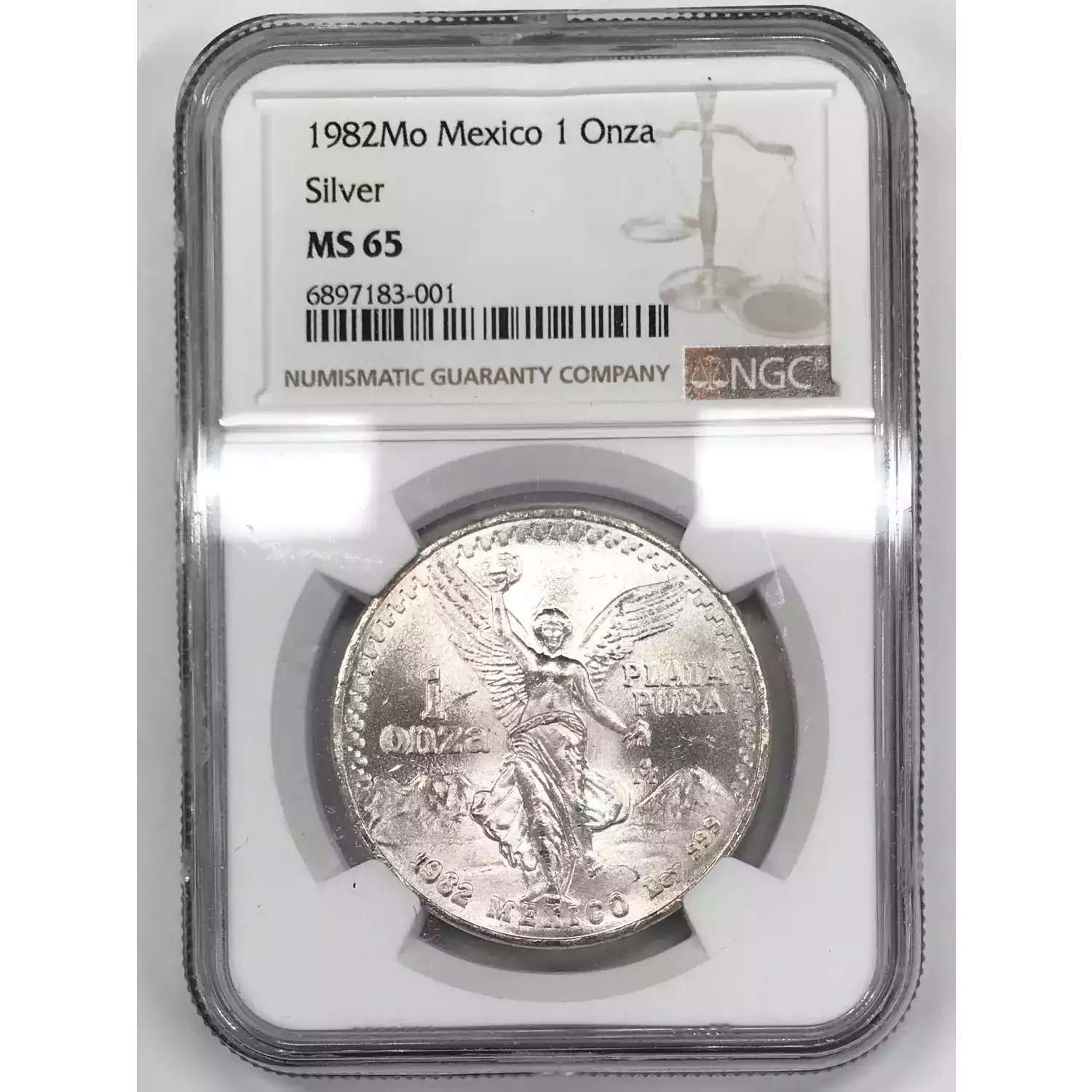1982-Mo Mexico 1 oz Silver Libertad Onza NGC MS-65 Mo DOUBLED DIE REVERSE DDO/DDR #2 - Old ...
