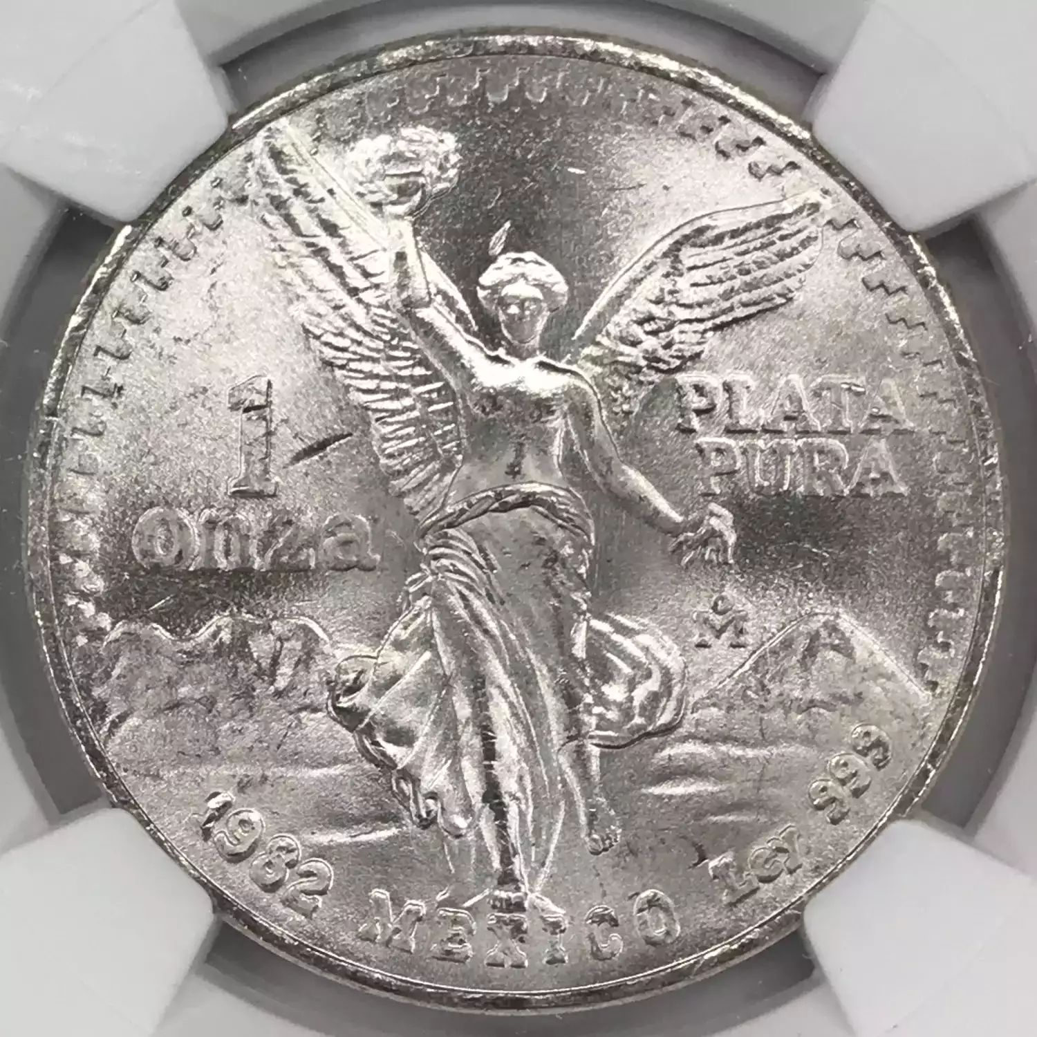 1982-Mo Mexico 1 oz Silver Libertad Onza NGC MS-65 Mo DOUBLED DIE REVERSE DDO/DDR #2 - Old ...