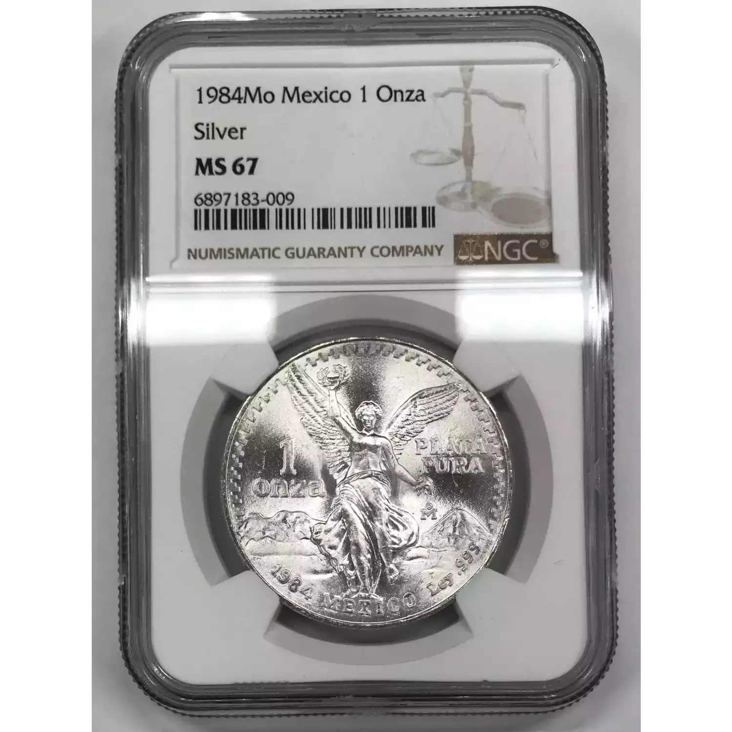 1984-Mo Mexico 1 oz Silver Libertad Onza NGC MS-67 Mo Silver - Old Pueblo Coin