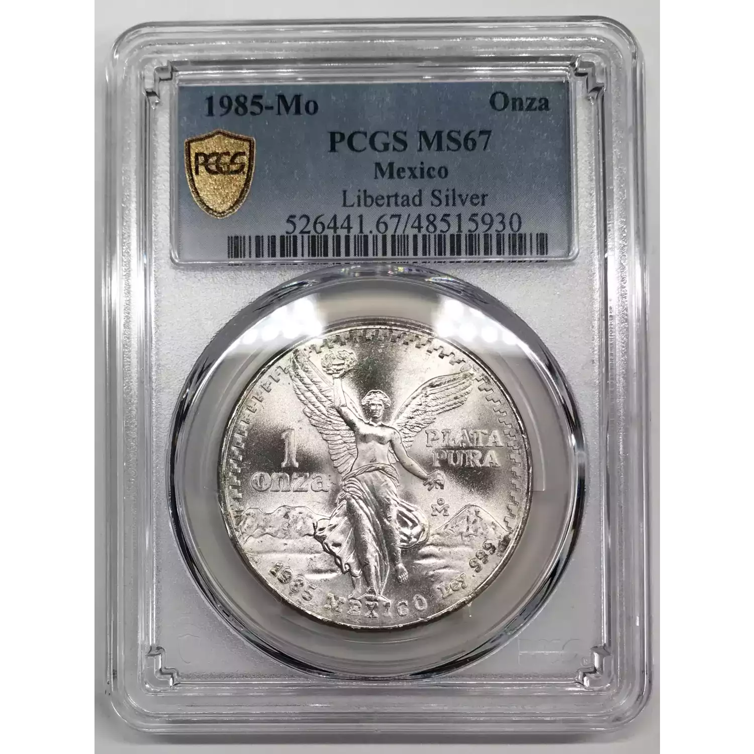 1985-Mo Mexico 1 oz Silver Libertad Onza PCGS MS-67 Libertad Silver - Old Pueblo Coin