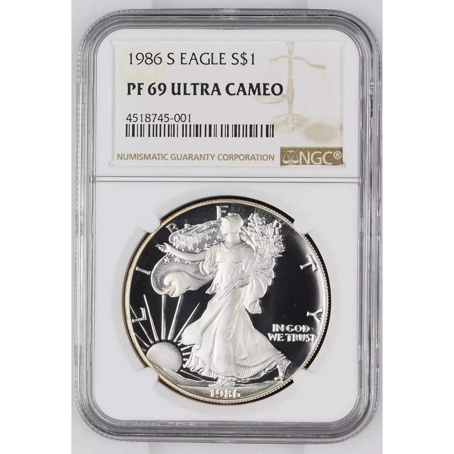 1986-S Silver Eagle NGC PF-69 ULTRA CAMEO - Old Pueblo Coin