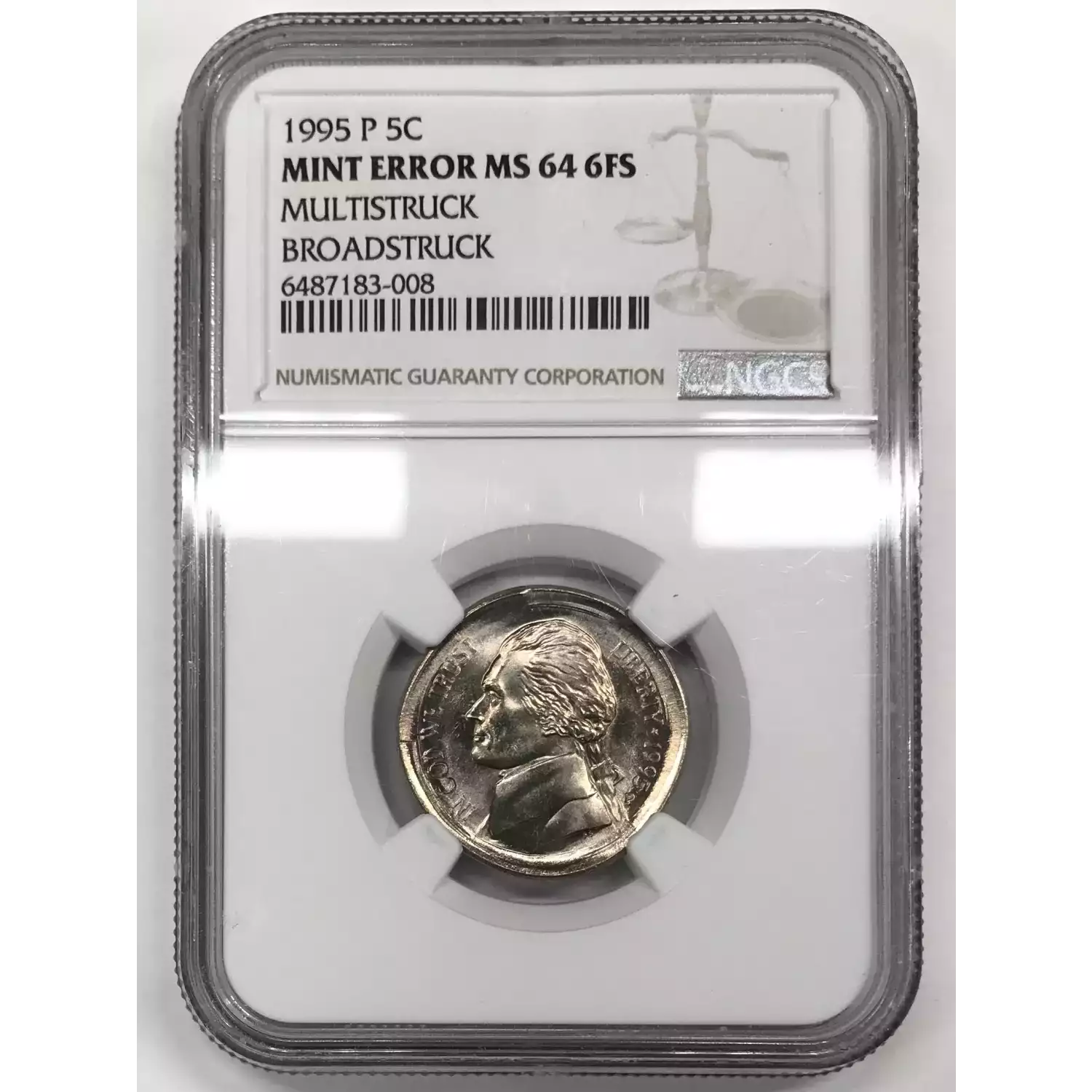 1995 Jefferson Nickel NGC MS-64 6FS MULTISTRUCK BROADSTRUCK US MINT ...