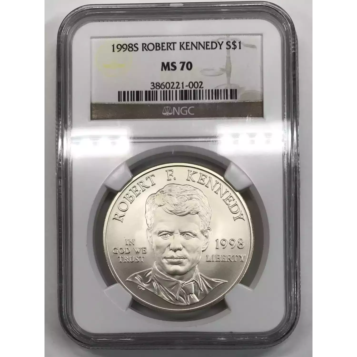 1998-S Robert F Kennedy (RFK) Commemorative Silver Dollar NGC MS-70 ...
