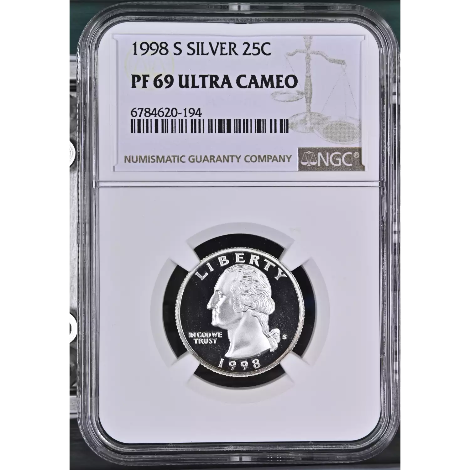 1998-S Silver Washington Quarter NGC PF-69 ULTRA CAMEO - Old Pueblo Coin