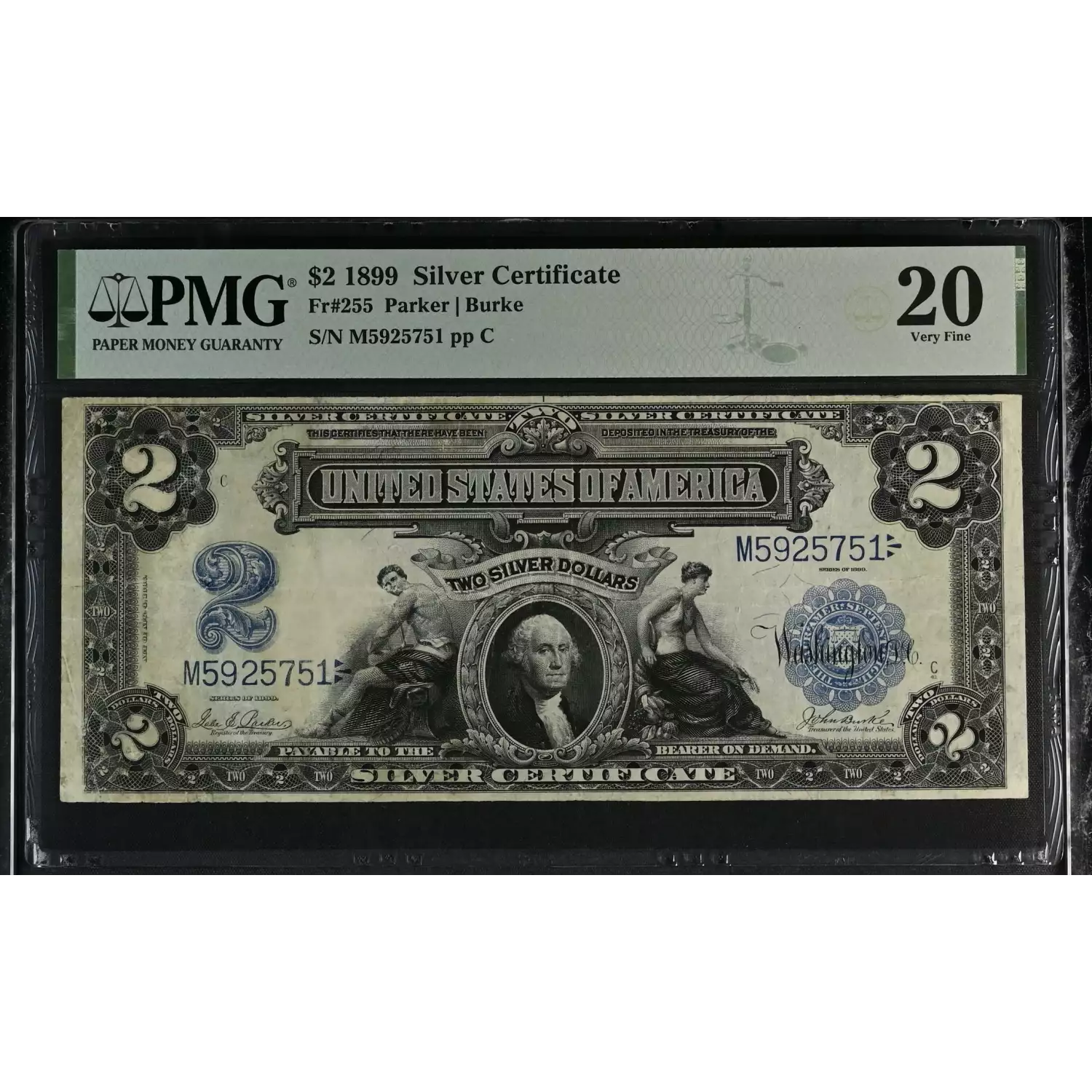 1899 $2 Silver Certificate FR 255 PMG VF 20 - Old Pueblo Coin