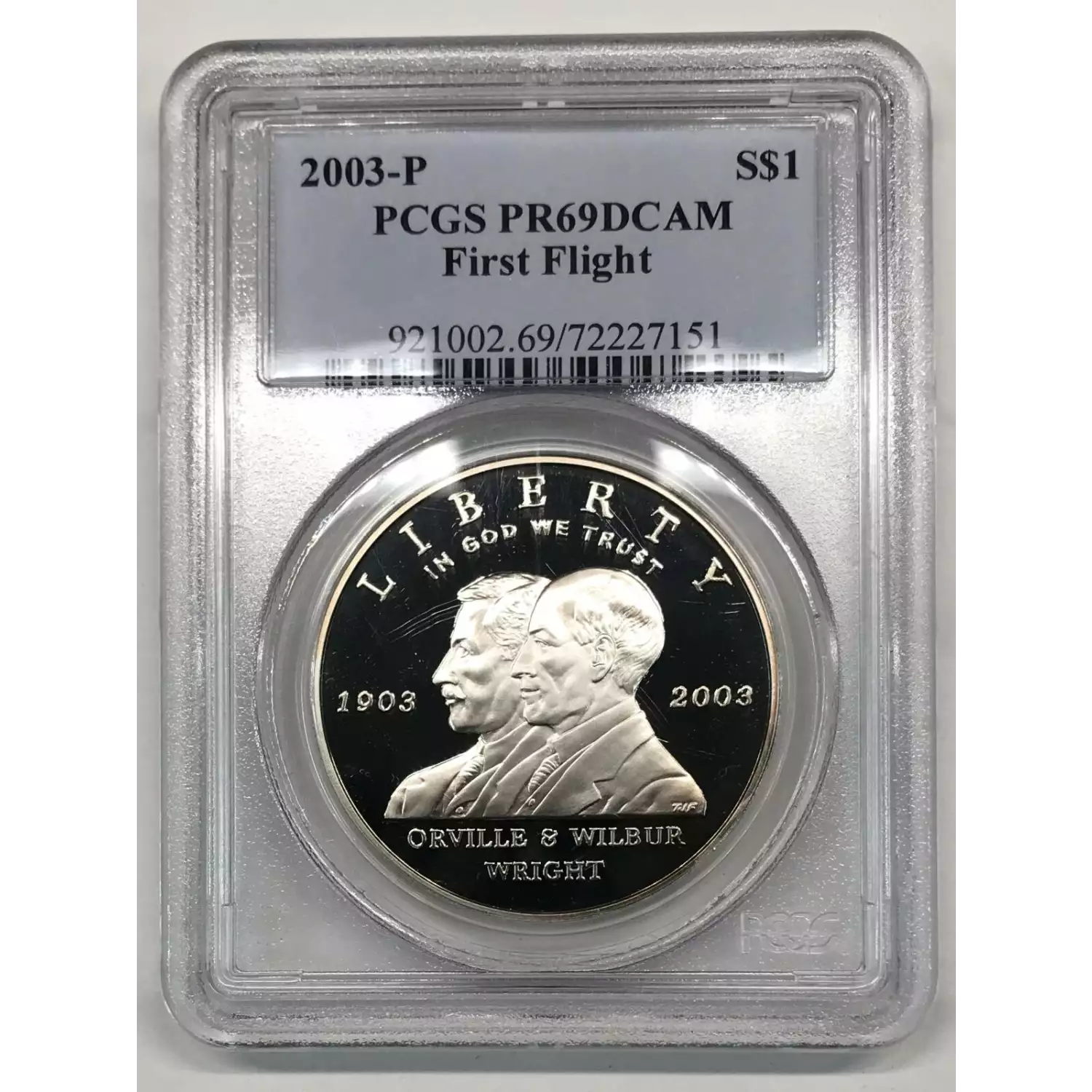 2003 First Flight Centennial Commemorative Silver Dollar PCGS PR-69 ...