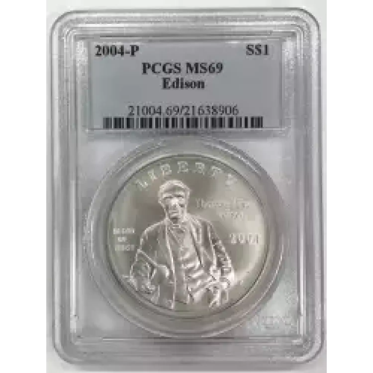 2004 Thomas Alva Edison Commemorative Silver Dollar PCGS MS-69 Edison ...
