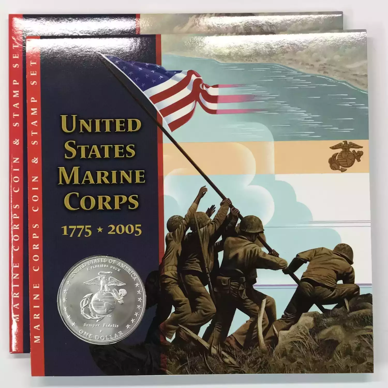 2005 Marine Corps Coin & Stamp Set w OGP - Uncirculated Silver Dollar ...