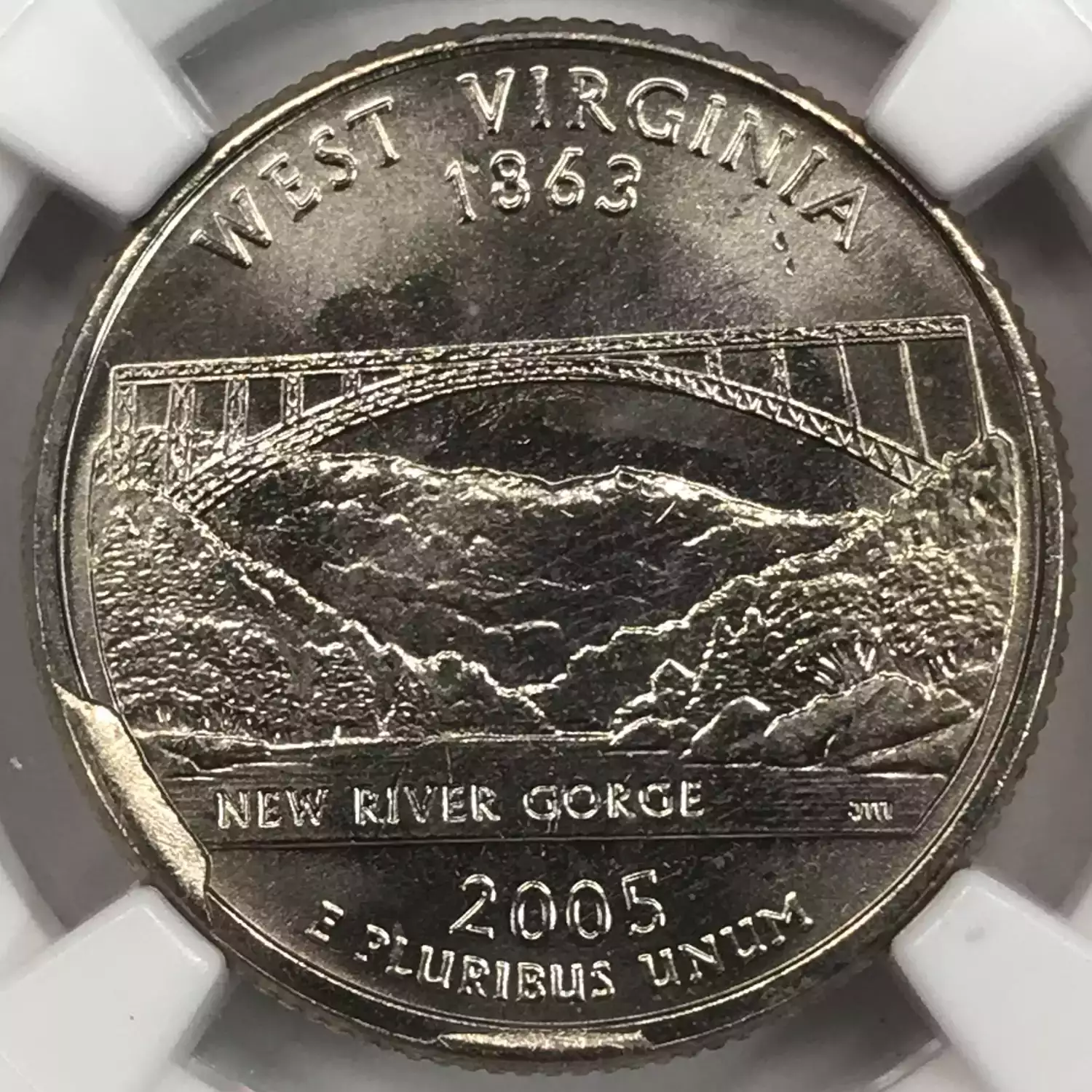 2005 State Quarter NGC MS-66 OBV DIE BREAK @4:00 & TWO REV DIE BREAKS ...