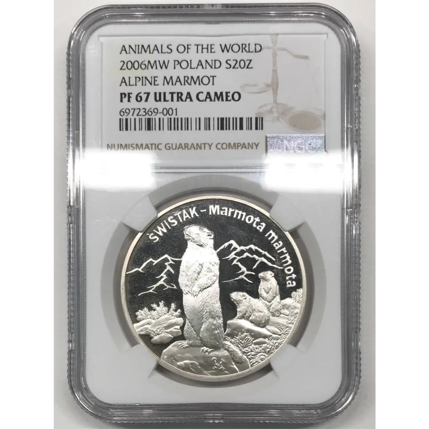 2006-MW POLAND Silver 20 ZLOTYCH NGC PF-67 ULTRA CAMEO ALPINE MARMOT ...
