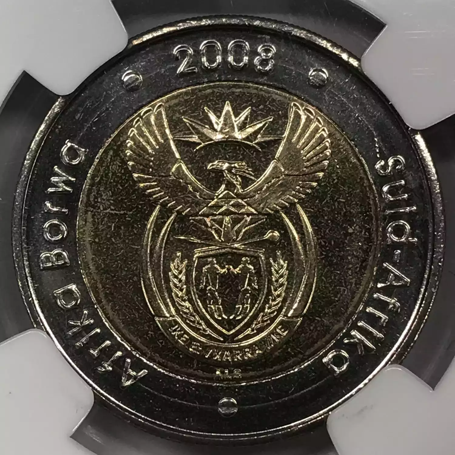 2008 South Africa Bi-Metallic 5 RAND NGC MS-65 MANDELA 90TH BIRTHDAY ...