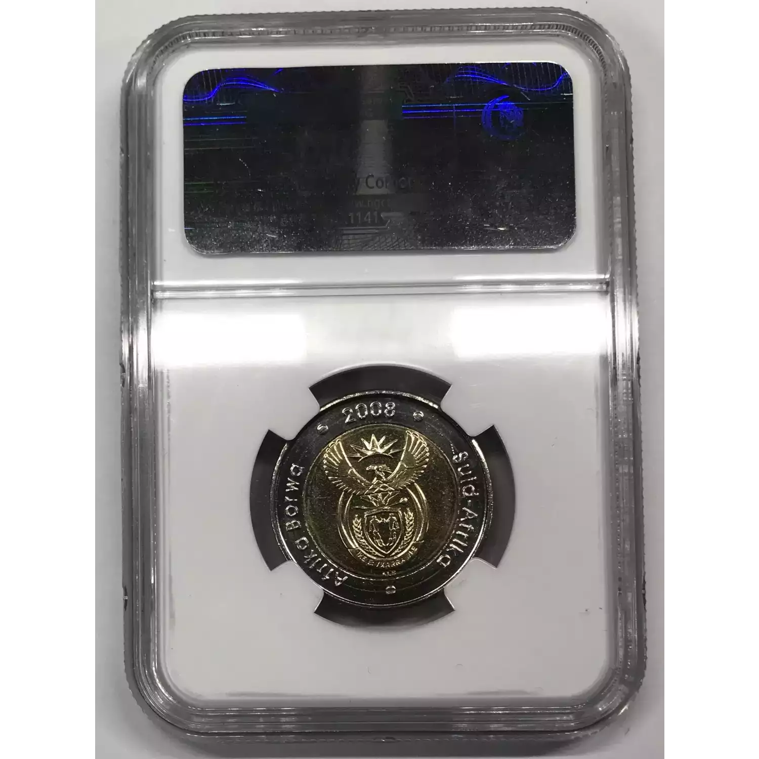 2008 South Africa Bi-Metallic 5 RAND NGC MS-65 MANDELA 90TH BIRTHDAY ...