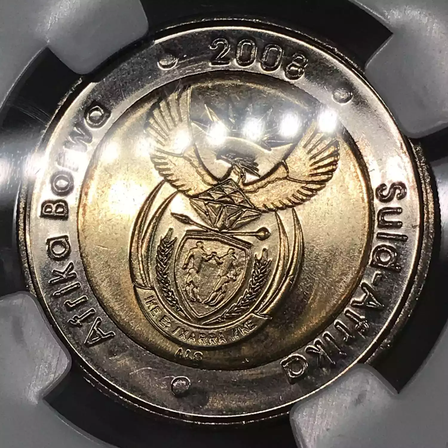 2008 South Africa Bi-Metallic 5 RAND NGC MS-65 MANDELA 90TH BIRTHDAY ...