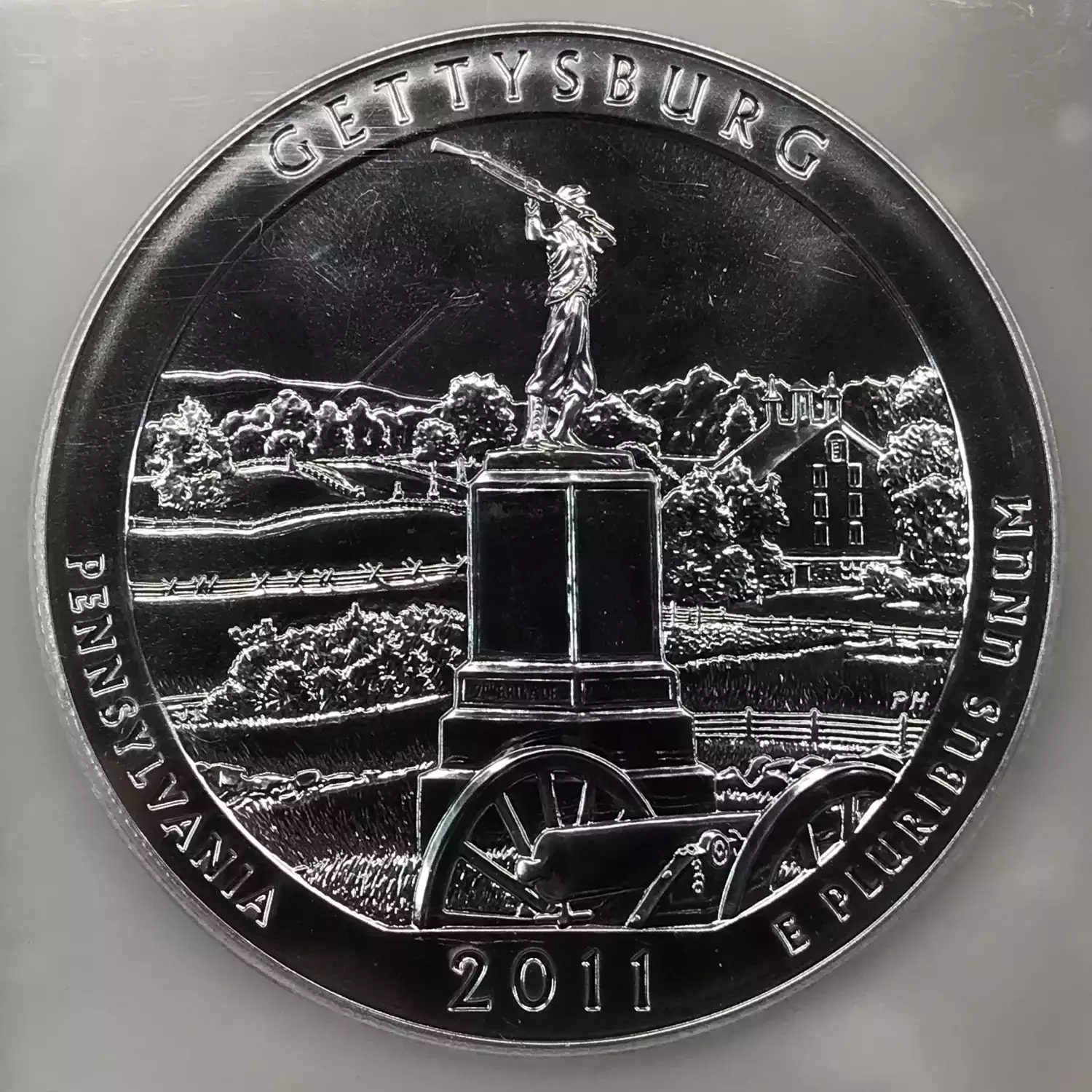 2011 Gettysburg National Military Park ATB 5 oz Silver Coin PCGS MS-69 ...