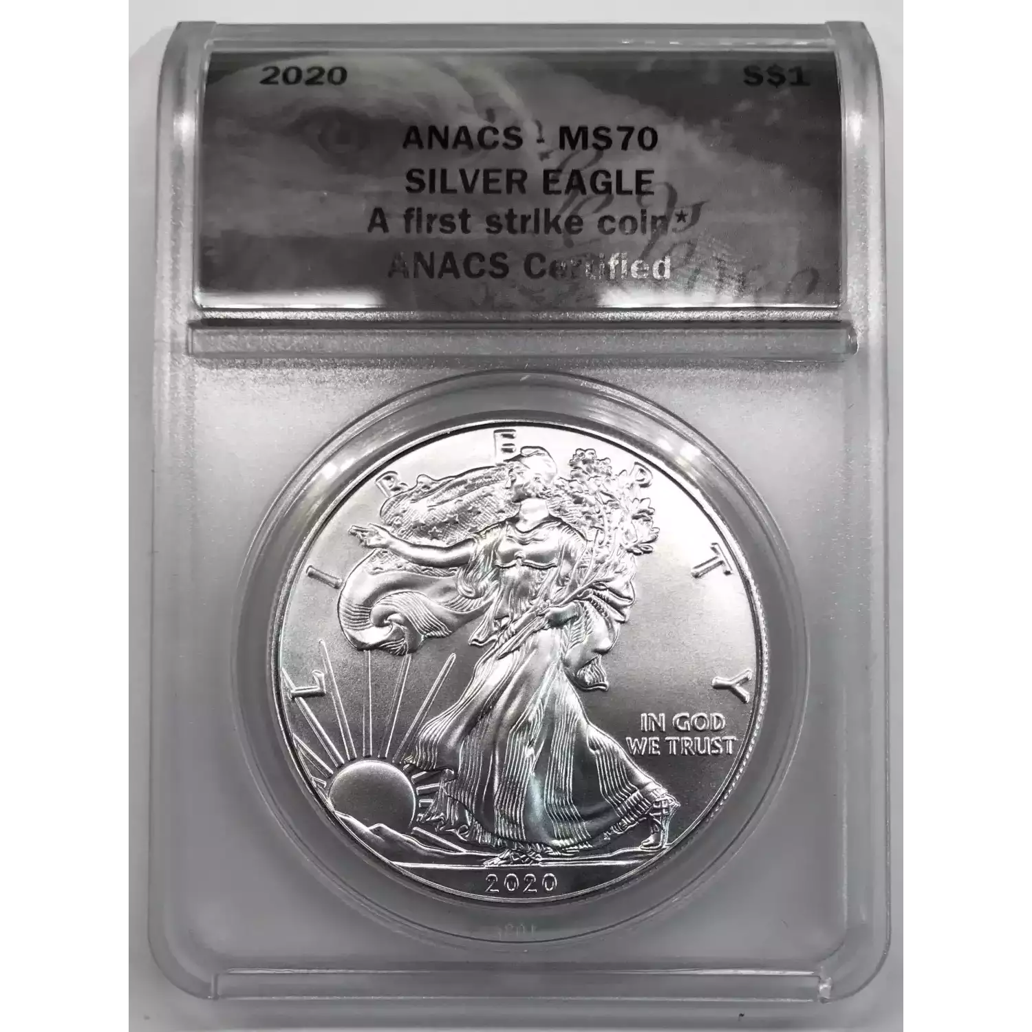 2020 Silver Eagle ANACS MS-70 first strike coin - Old Pueblo Coin